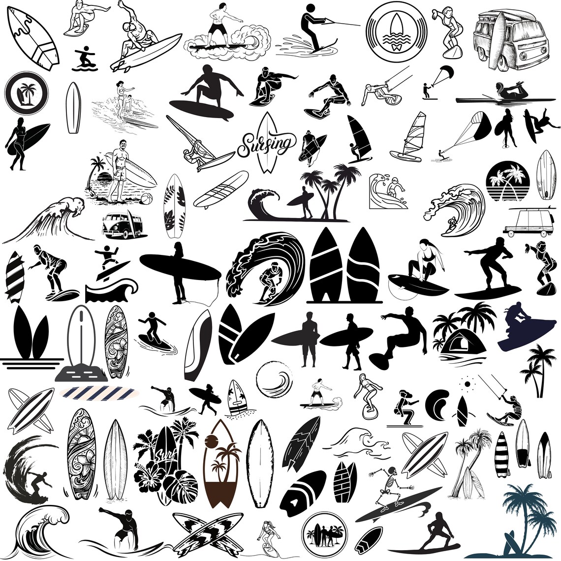 Surfboard SVG Bundle Surfing SVG, Surfboard Clipart, Surf SVG, Summer ...