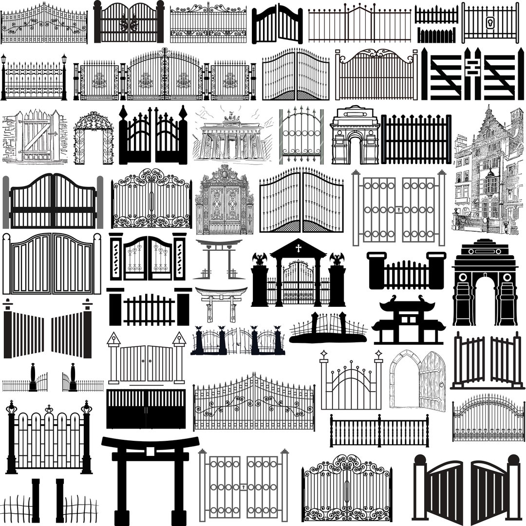 Gate SVG Bundle, Gate Vector, Ranch Gate Svg, Wooden Gate Svg, Chinese ...