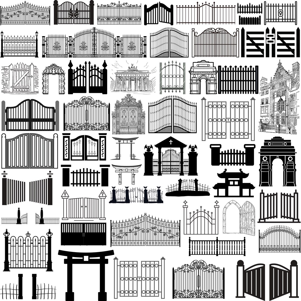 Gate SVG Bundle, Gate Vector, Ranch Gate Svg, Wooden Gate Svg, Chinese ...
