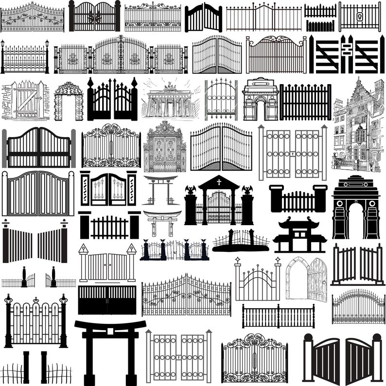 Gate SVG Bundle, Gate Vector, Ranch Gate Svg, Wooden Gate Svg, Chinese ...