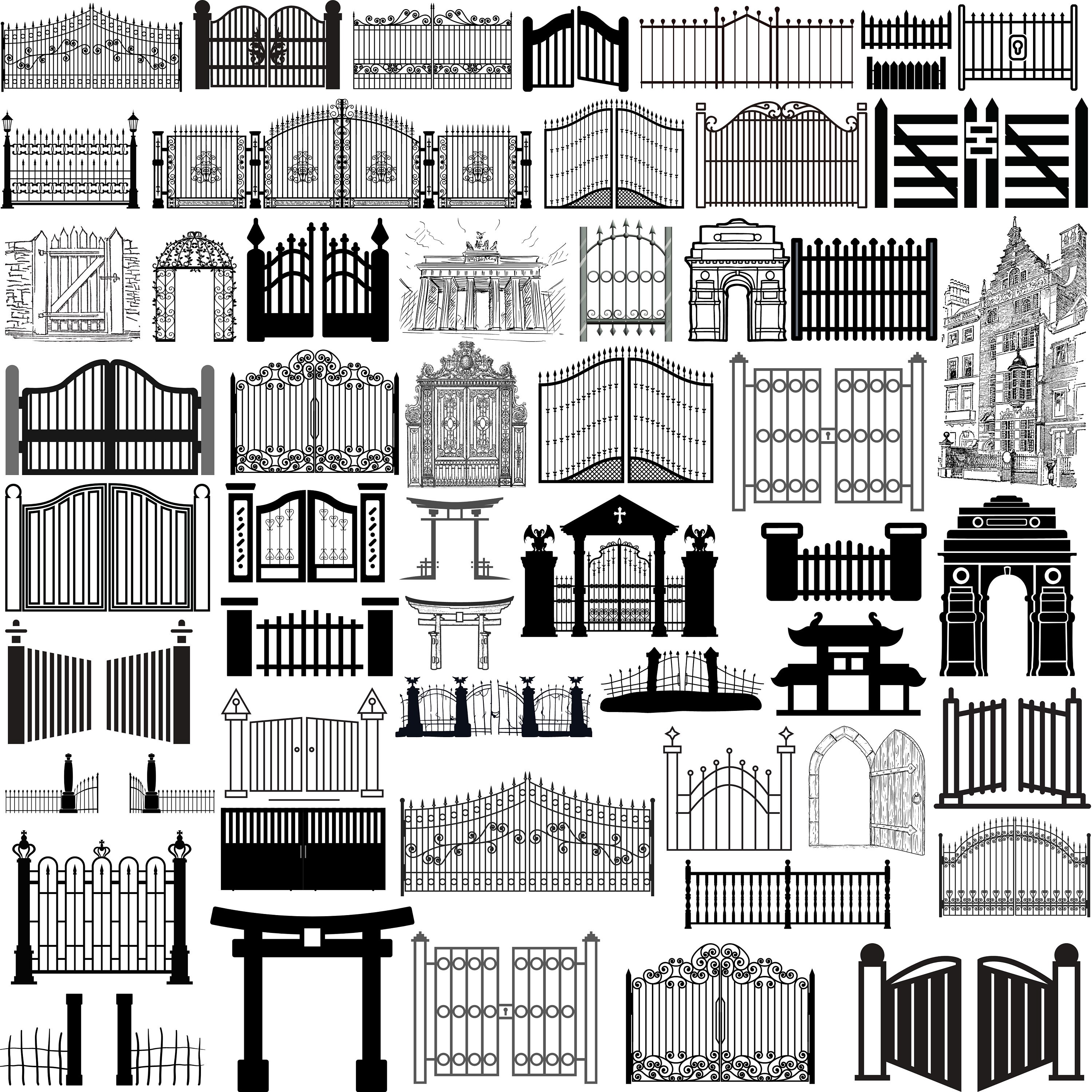 Gate SVG Bundle, Gate Vector, Ranch Gate Svg, Wooden Gate Svg, Chinese ...