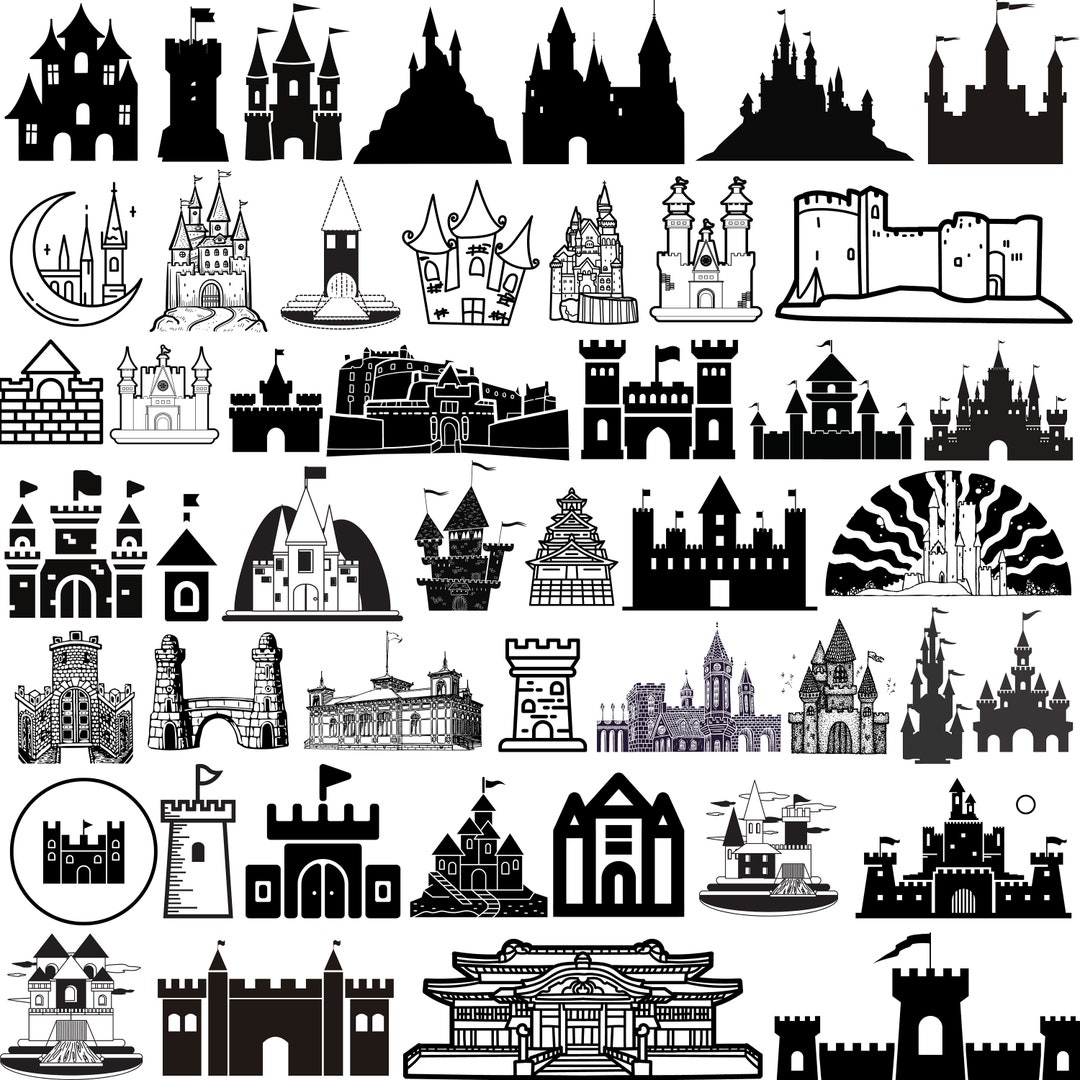 Castle Svg Bundle, Castle Clipart, Castle Silhouette, Princess Castle ...