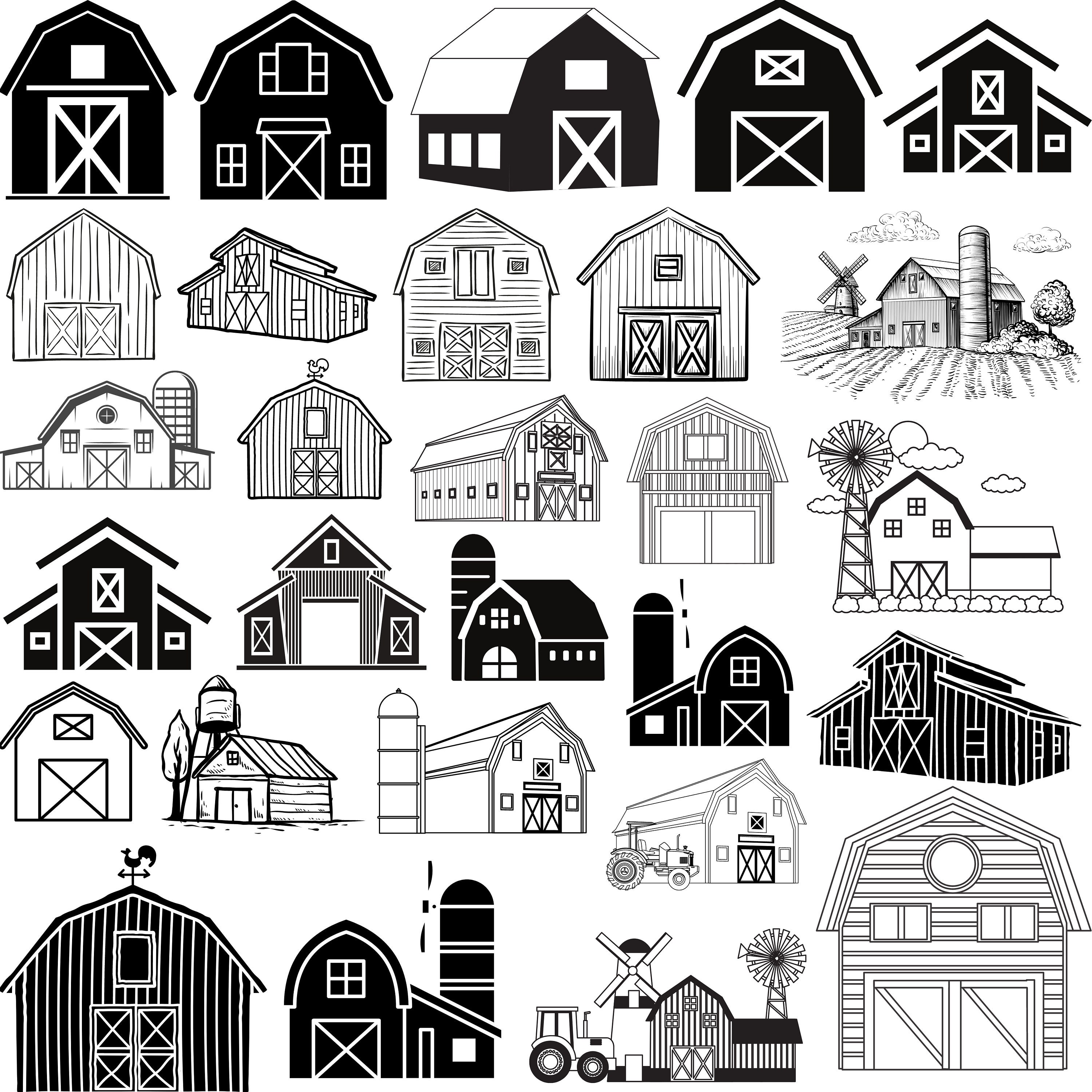 BARN SVG BUNDLE, Farming Svg, Farm Silhouette, Barn Clipart, Barn House ...