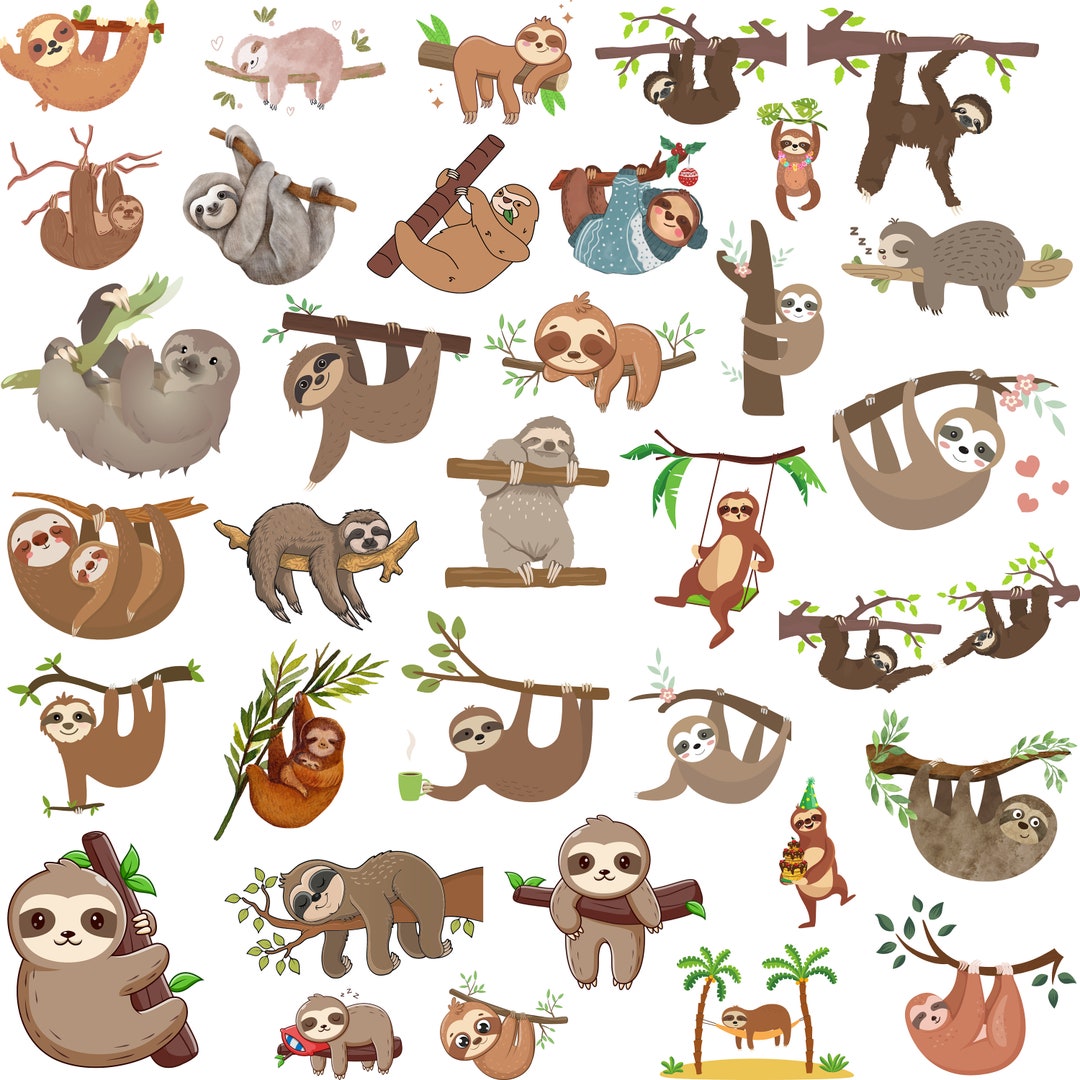 Sloth SVG Bundle , Sleeping Hanging Sloth Cut File, Cute Sloth, Baby ...