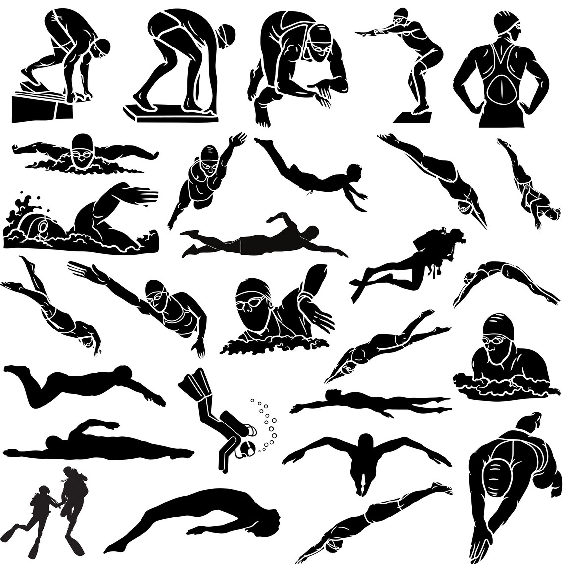 Swimmer SVG Bundle, Swimmer Svg Clipart, Cut Files for Circut, Swimmer ...