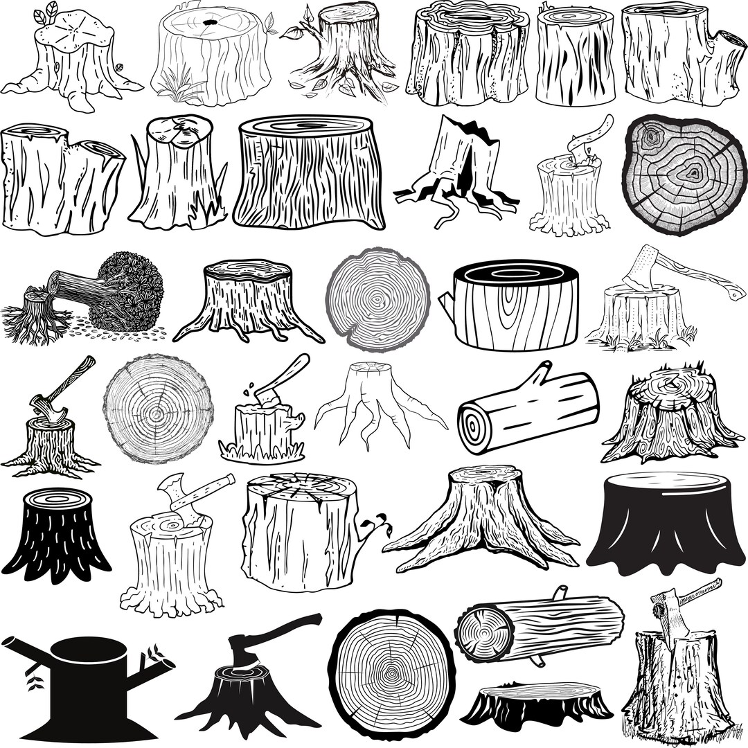 Tree Stump SVG Bundle, Tree Stump Clipart, Wood Log Svg, Tree Stump ...