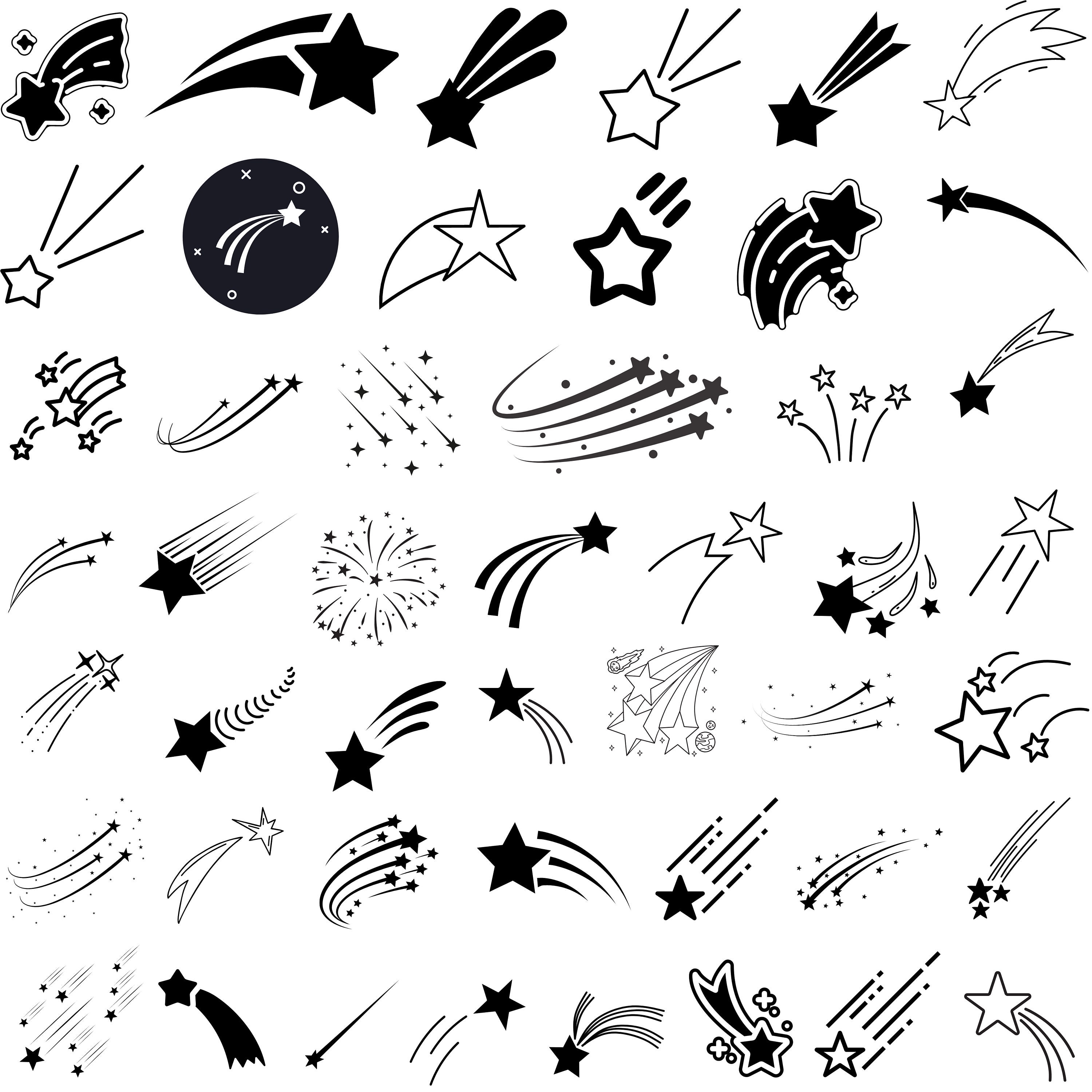 Shooting Stars SVG Bundle, Stars Clipart, Stars Silhouette, Sparkle ...