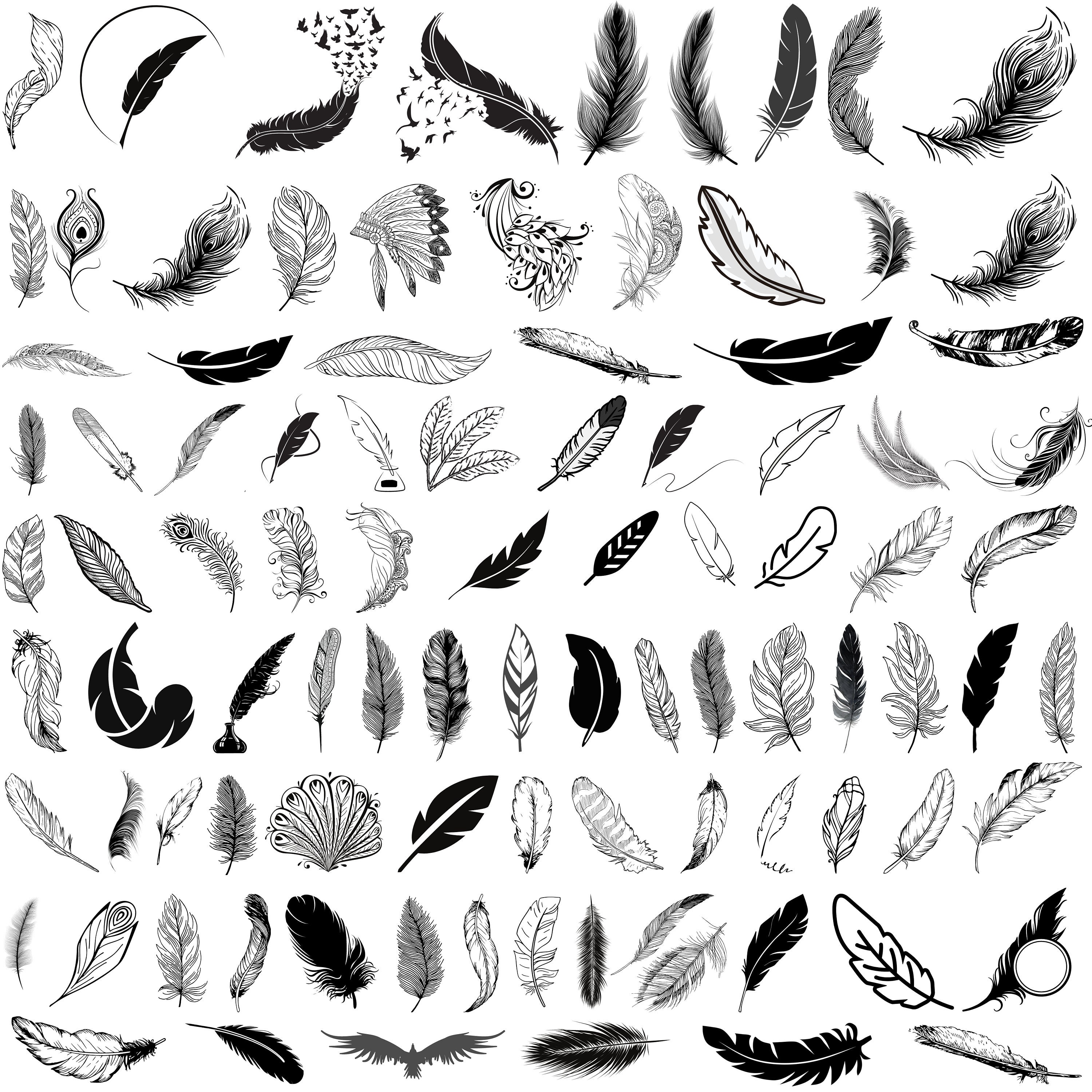 Feather Svg Bundle Tribal Feather Svg Feathers Silhouette Boho Feather Svg Feather Birds Svg