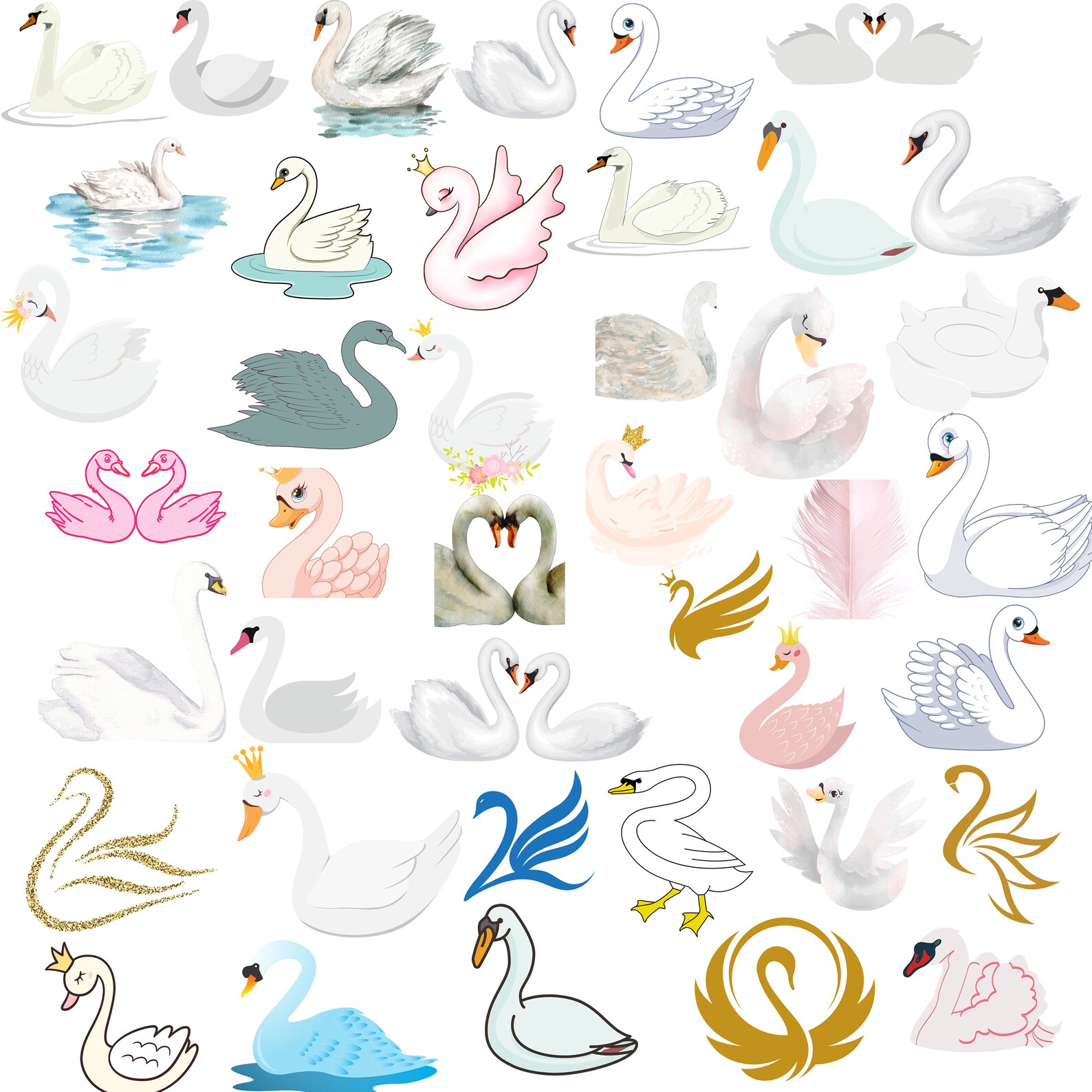 Swan SVG Bundle, Swan Clipart, Swan Vector, Swan Cut File, Swan PNG ...