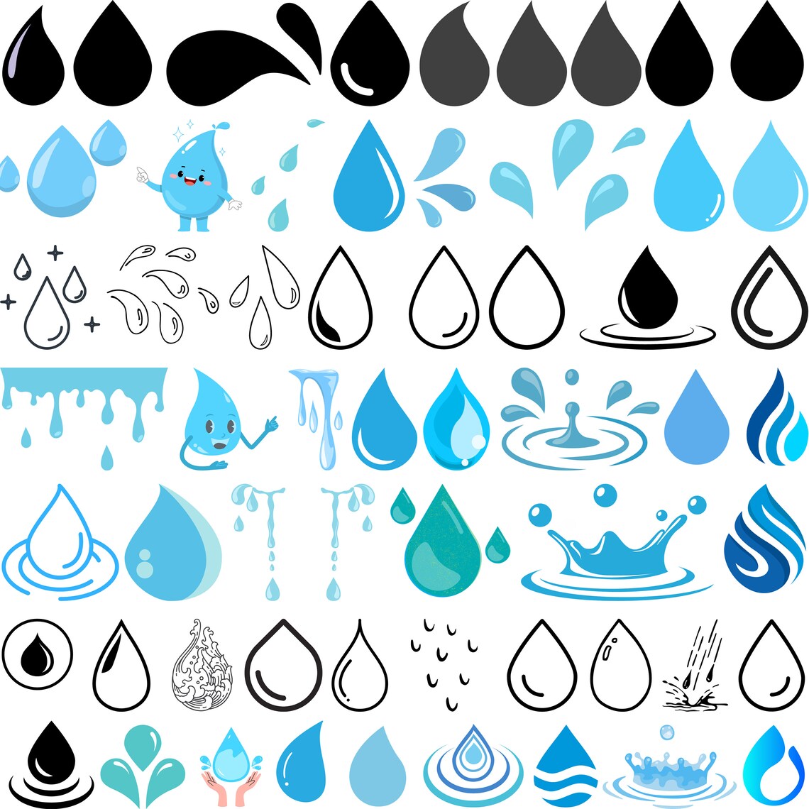 Water Droplet Svg Bundle, Water Splash Svg, Raindrop Svg, Water Droplet ...
