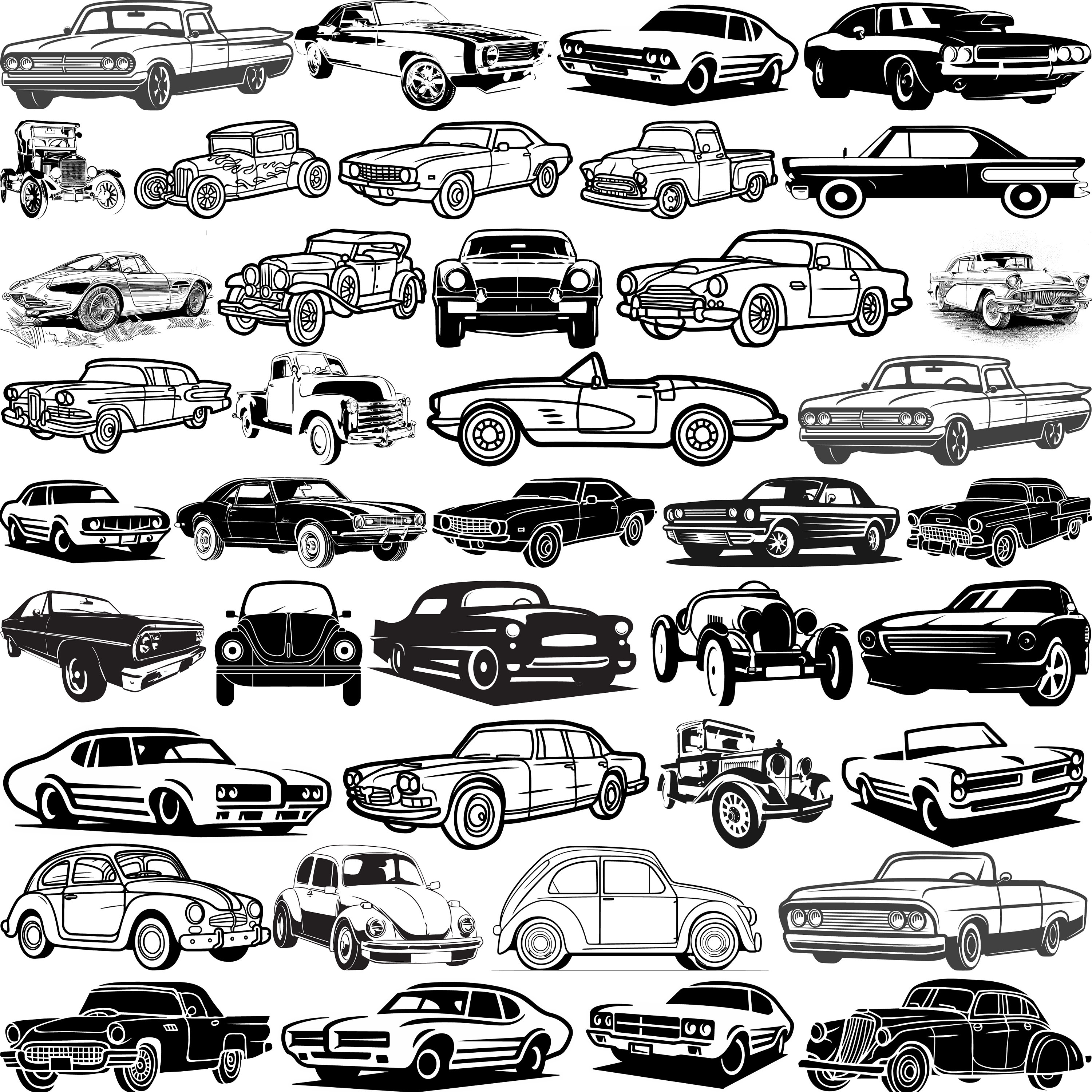 Classic Car SVG Bundle, Classic Car Vector, Retro Car Svg, Vintage Cars ...