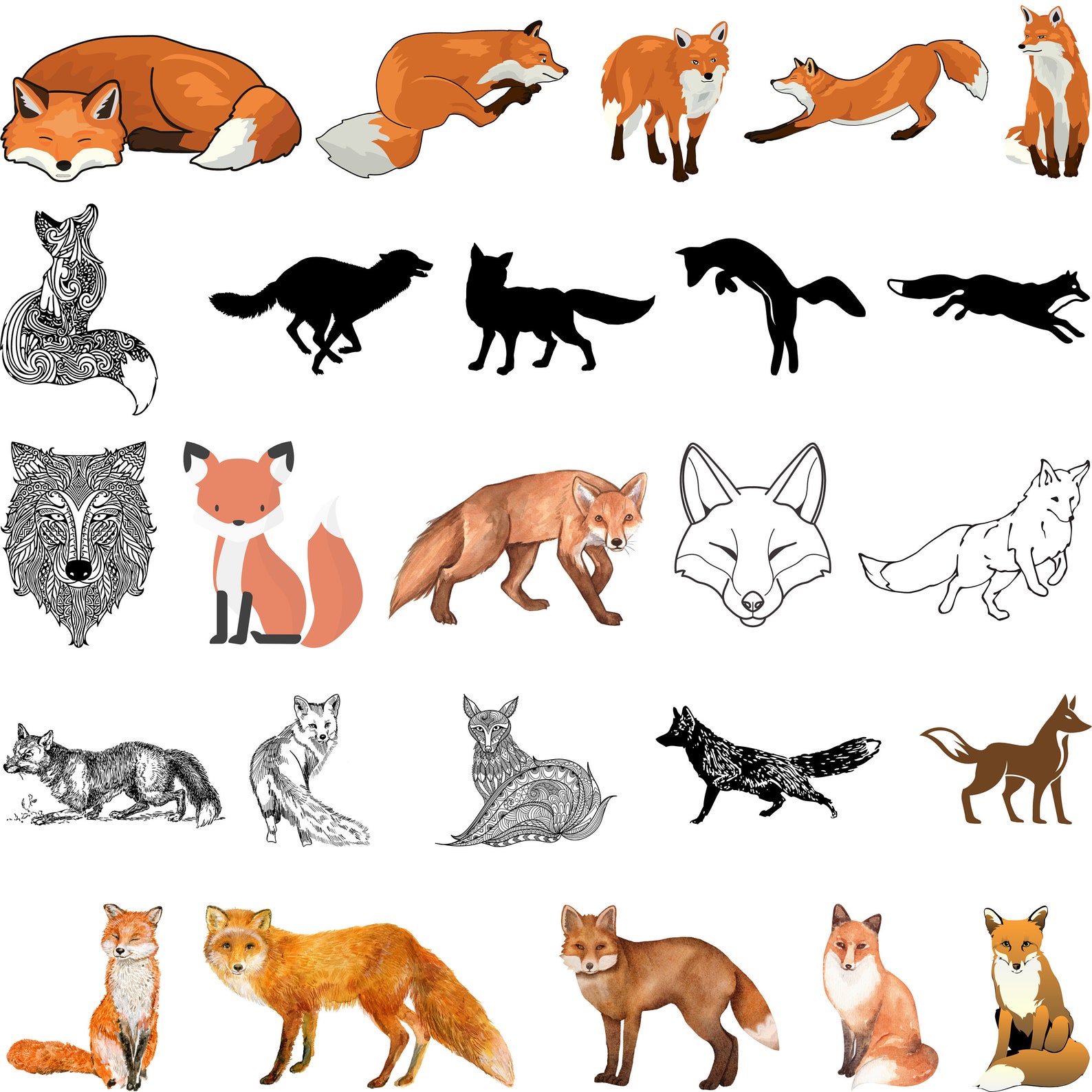 Fox SVG Bundle, Fox Clipart, Fox Svg, Fox Silhouette, Fox Png, Fox SVG ...