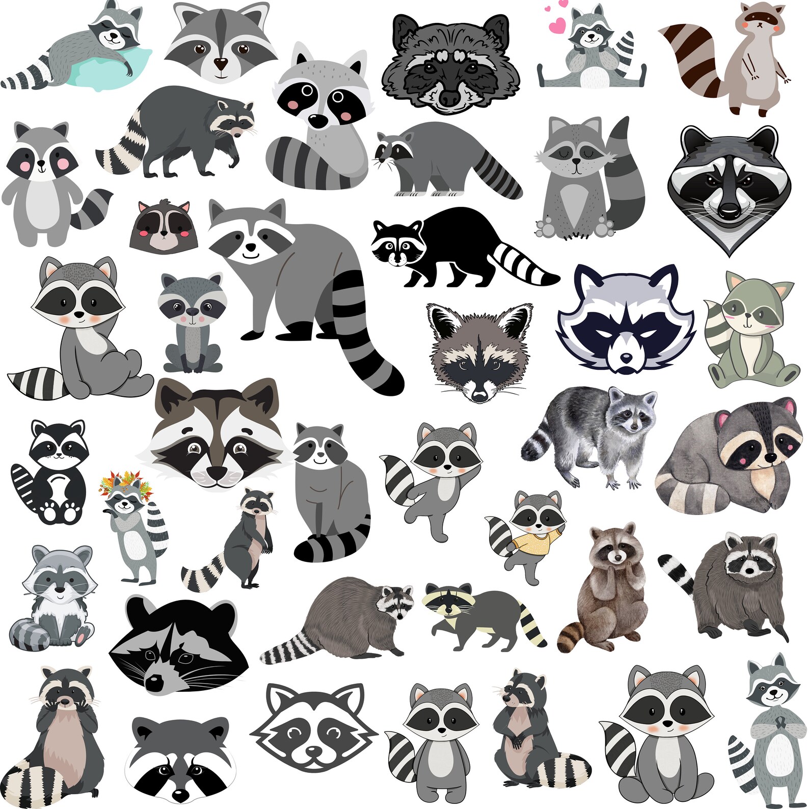 Raccoon SVG Bundle, Raccon Cricut , Raccoon Clipart, Raccoon Cut Files ...