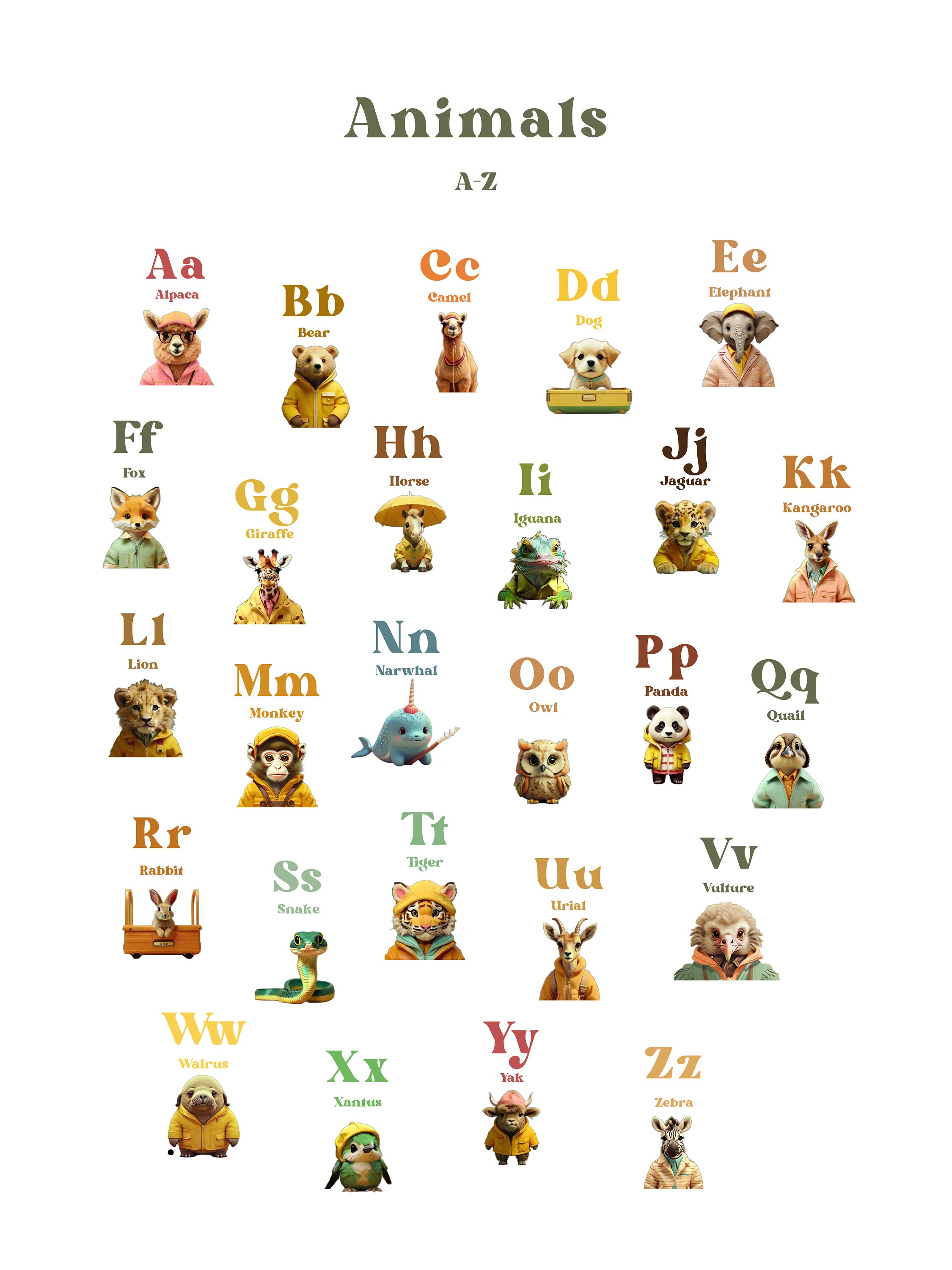 Animal Alphabet Poster | Printable | Cute Animals | Fun | Abcs ...