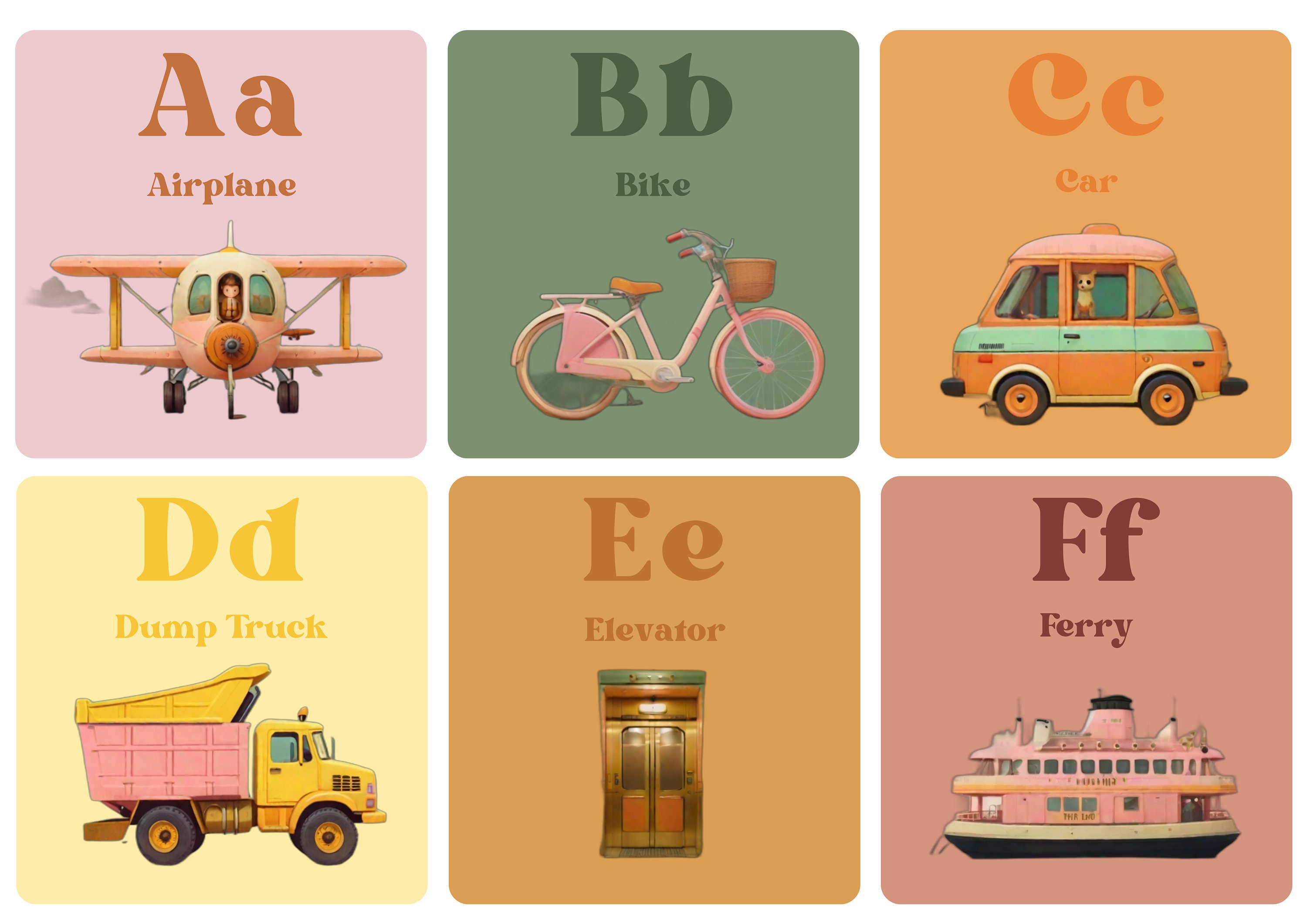 Vehicles Alphabet Flash Cards Printable Abcs Early Learning Preschool ...