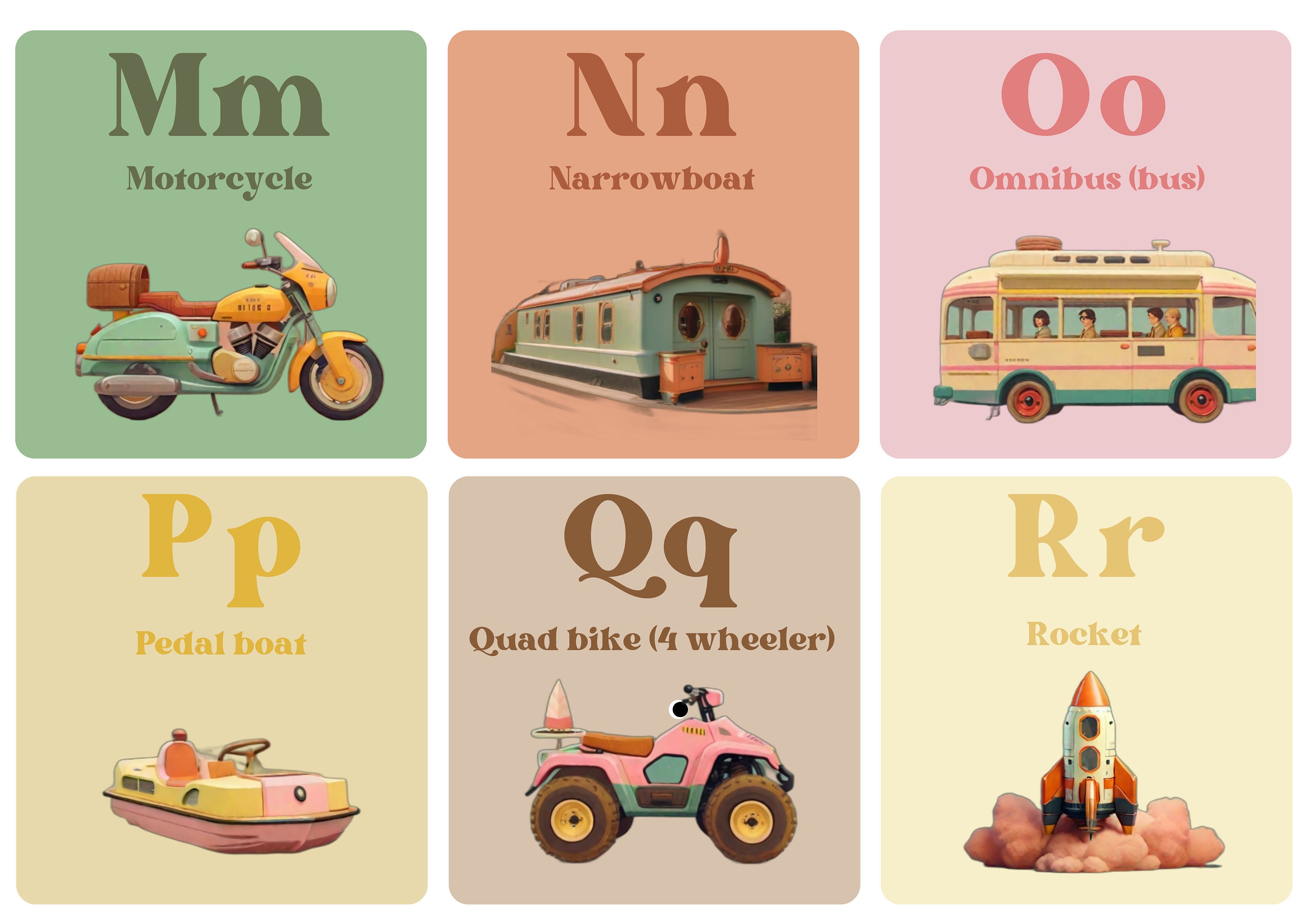 Vehicles Alphabet Flash Cards Printable Abcs Early Learning Preschool ...