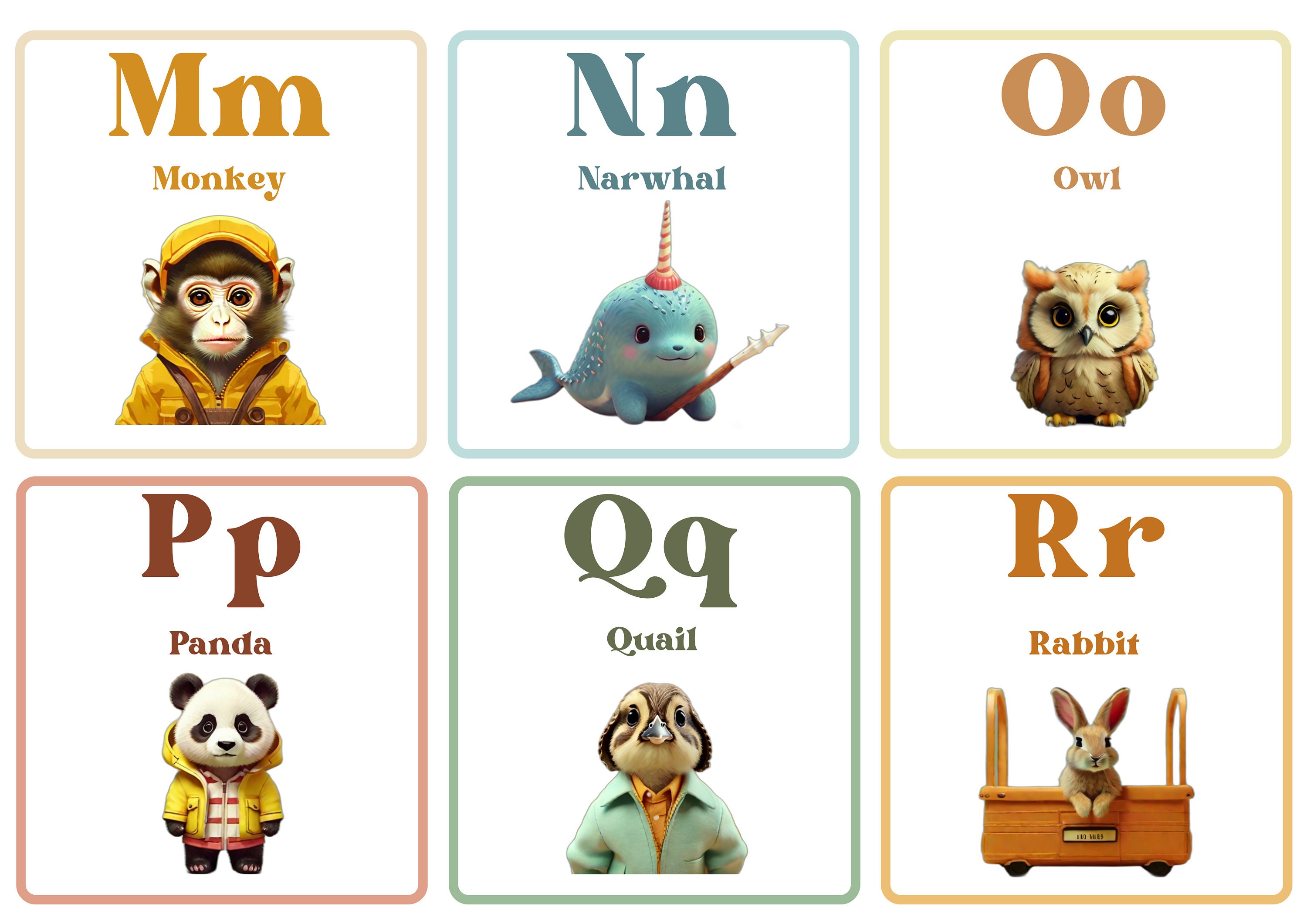 Alphabet Flash Cards animal Theme - Etsy