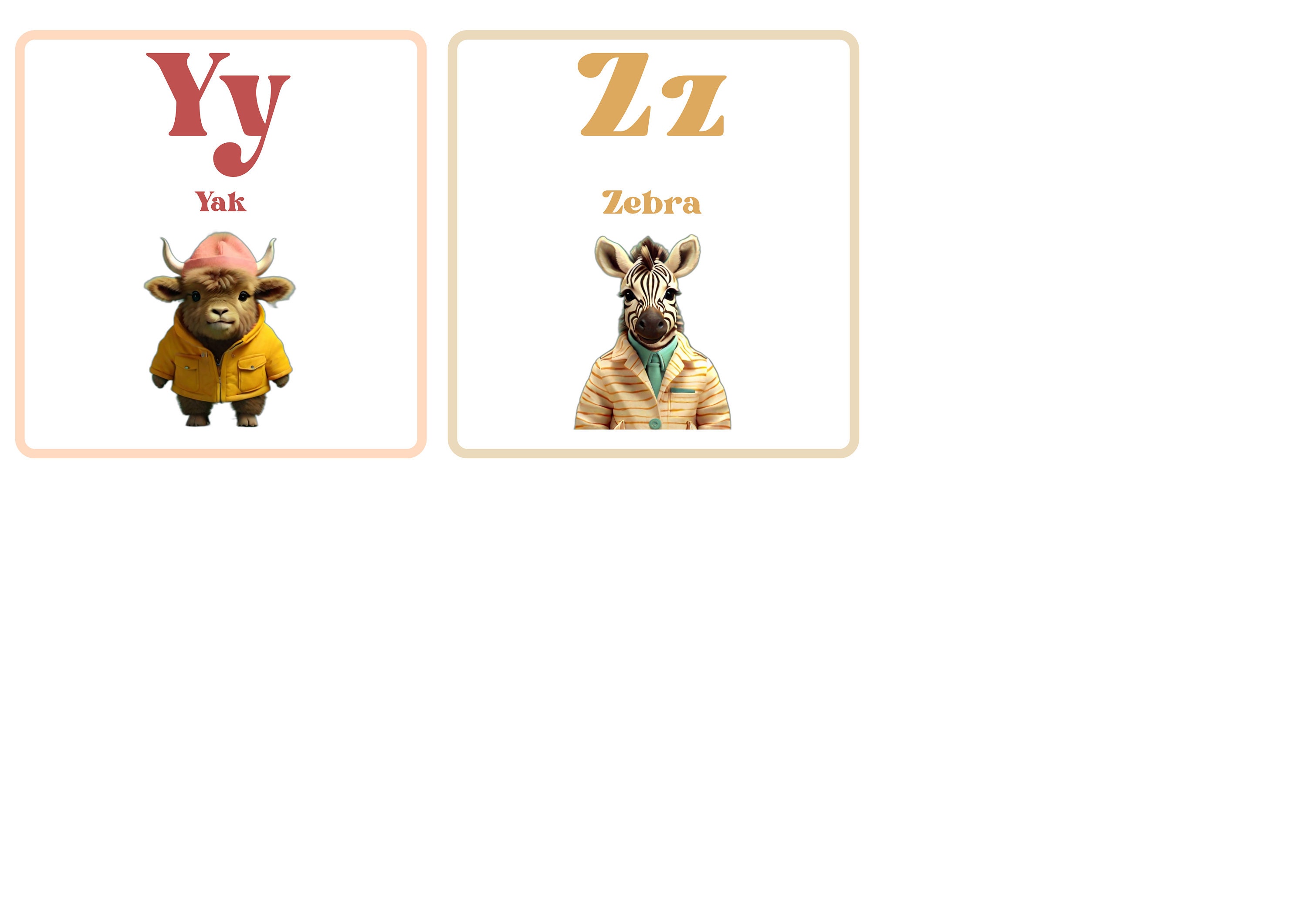 Alphabet Flash Cards animal Theme - Etsy