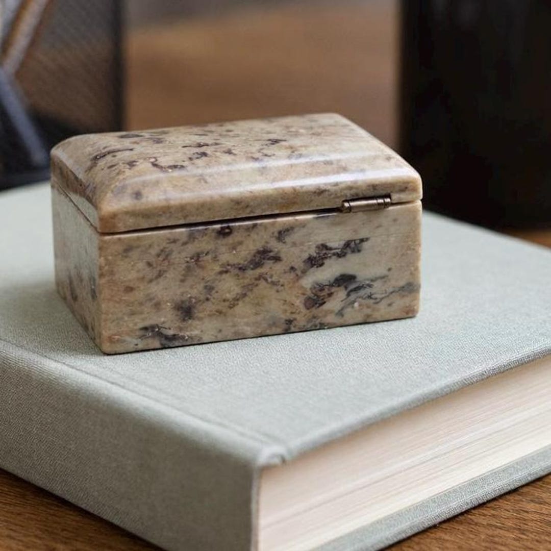 Vintage Marble Hinged Lidded Box, Small Natural Stone Jewelry Box, Tiny ...