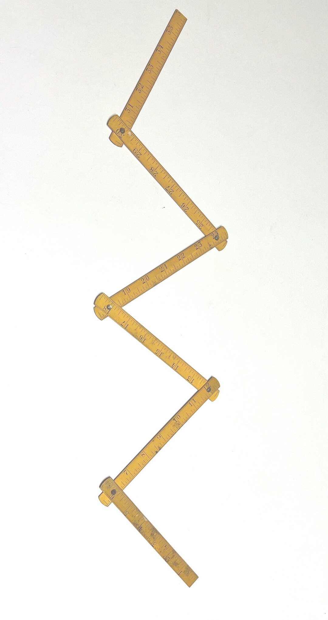 Antique Wood Measuring Stick, Foldable, Yellow, Standard Inches, Double ...