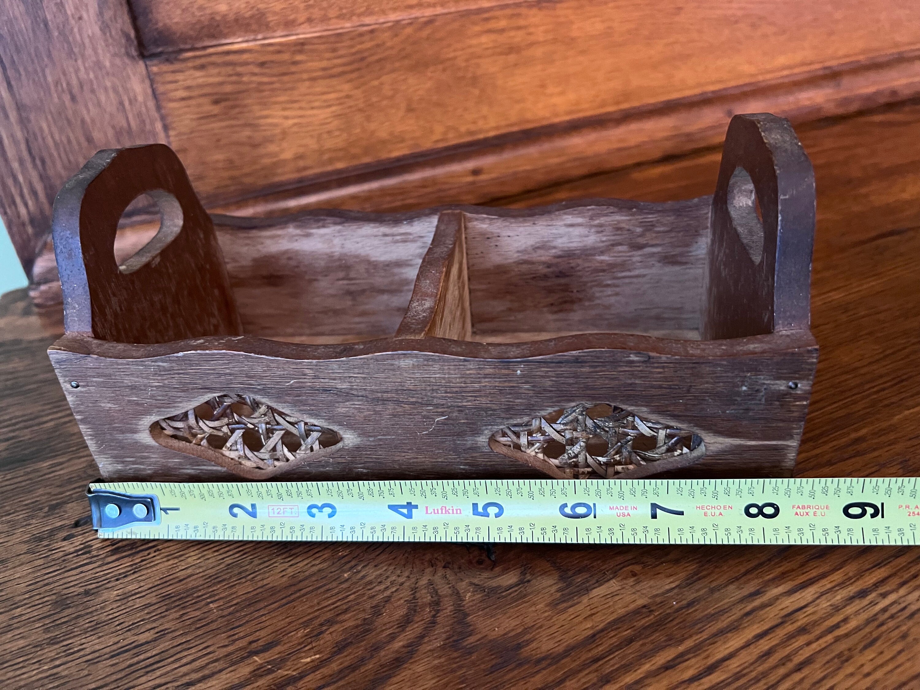 Vintage Rustic Wood Tote Box Organizer Display Tray, Two Sections, Two ...