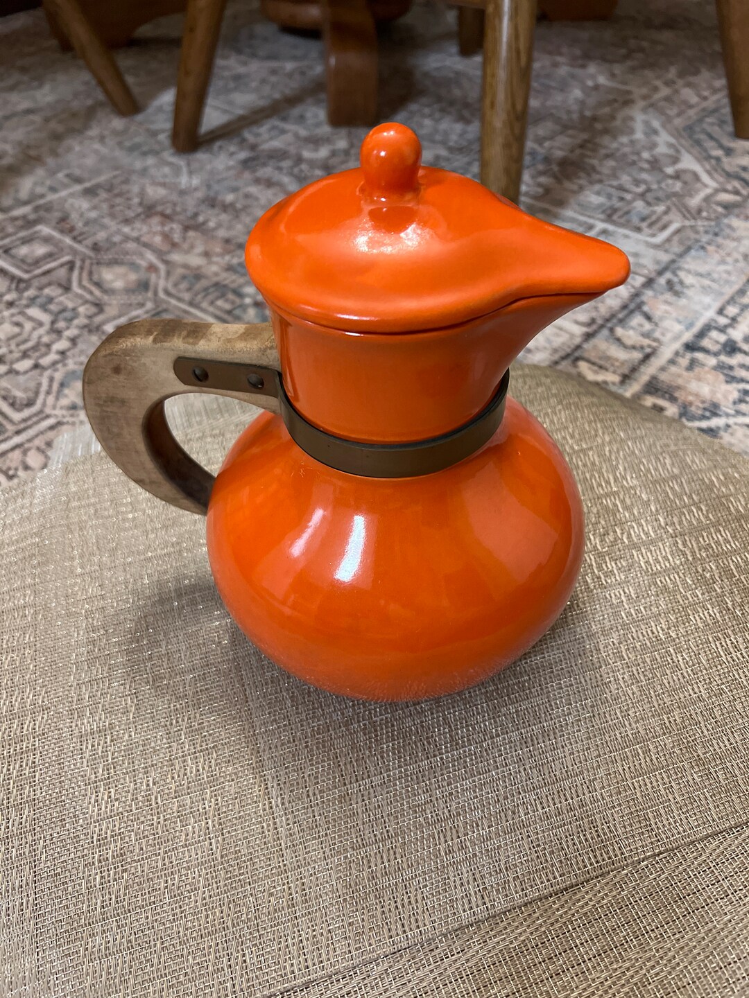 Orange Pancake/waffle Batter Pitcher Caraf, Red Wing Gypsy Trail, Wood ...