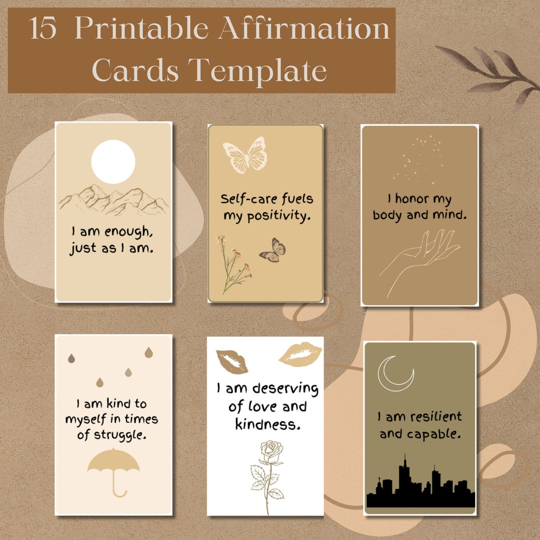 Affirmation Cards, Positive Affirmation Cards Template, Affirmation ...