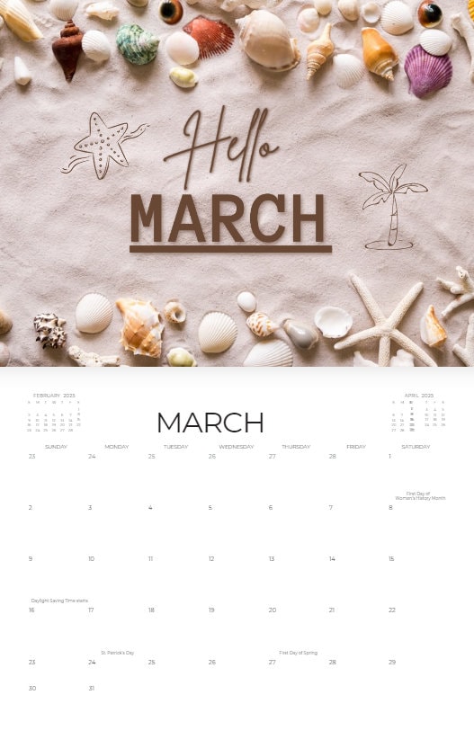 2025 11x 8 Inch Large Number Calendar Template INSTANT DOWNLOAD Modern ...