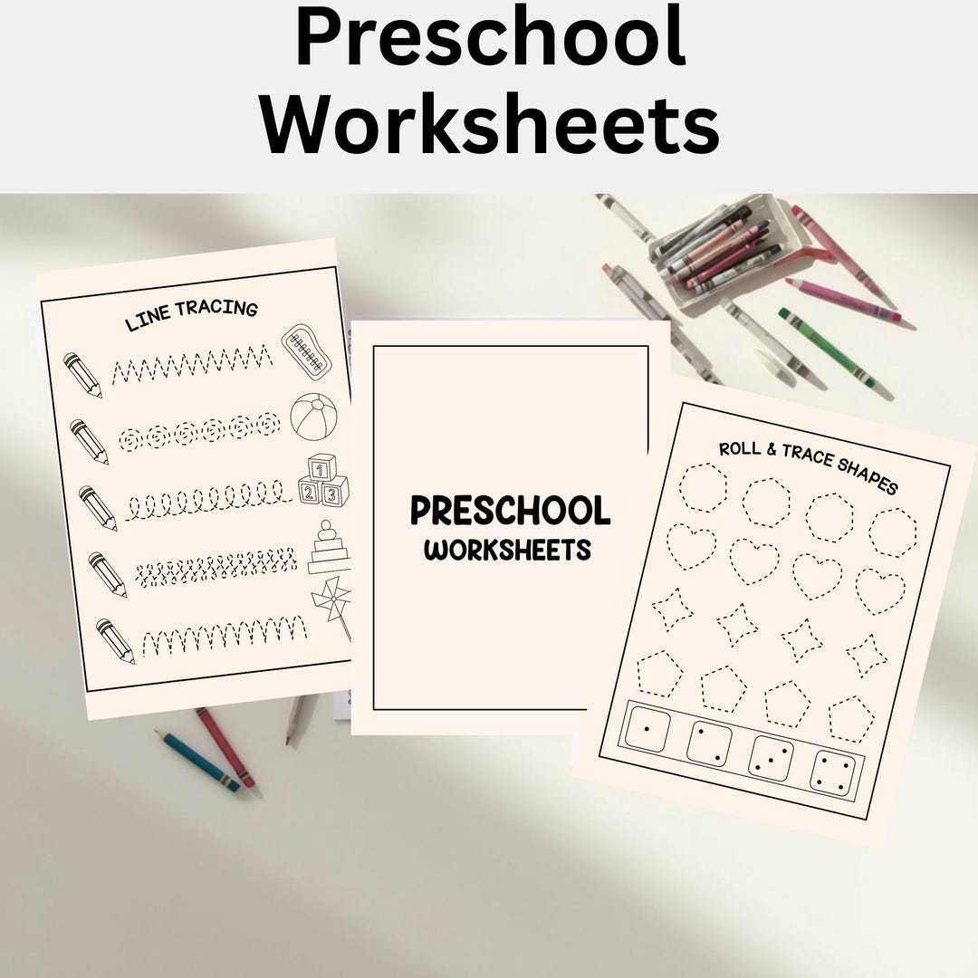 Preschool Activity Worksheets: Line Tracing, Shape Tracing - Etsy
