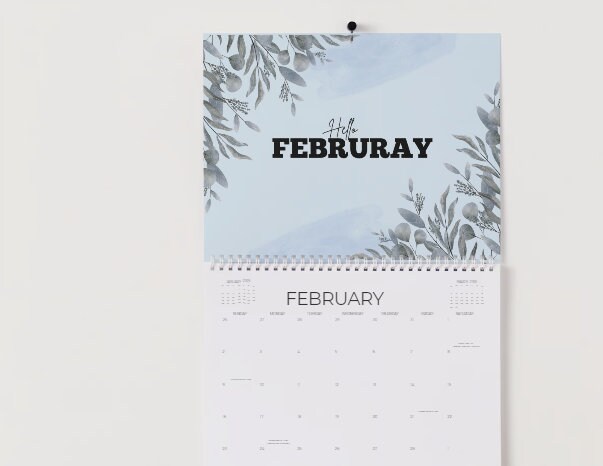 2025 11x 8 Inch Large Number Calendar Template INSTANT DOWNLOAD Modern ...