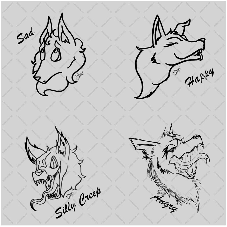 Wolf Furry Head Bases Set Digital Download for Fursona Art Printable ...