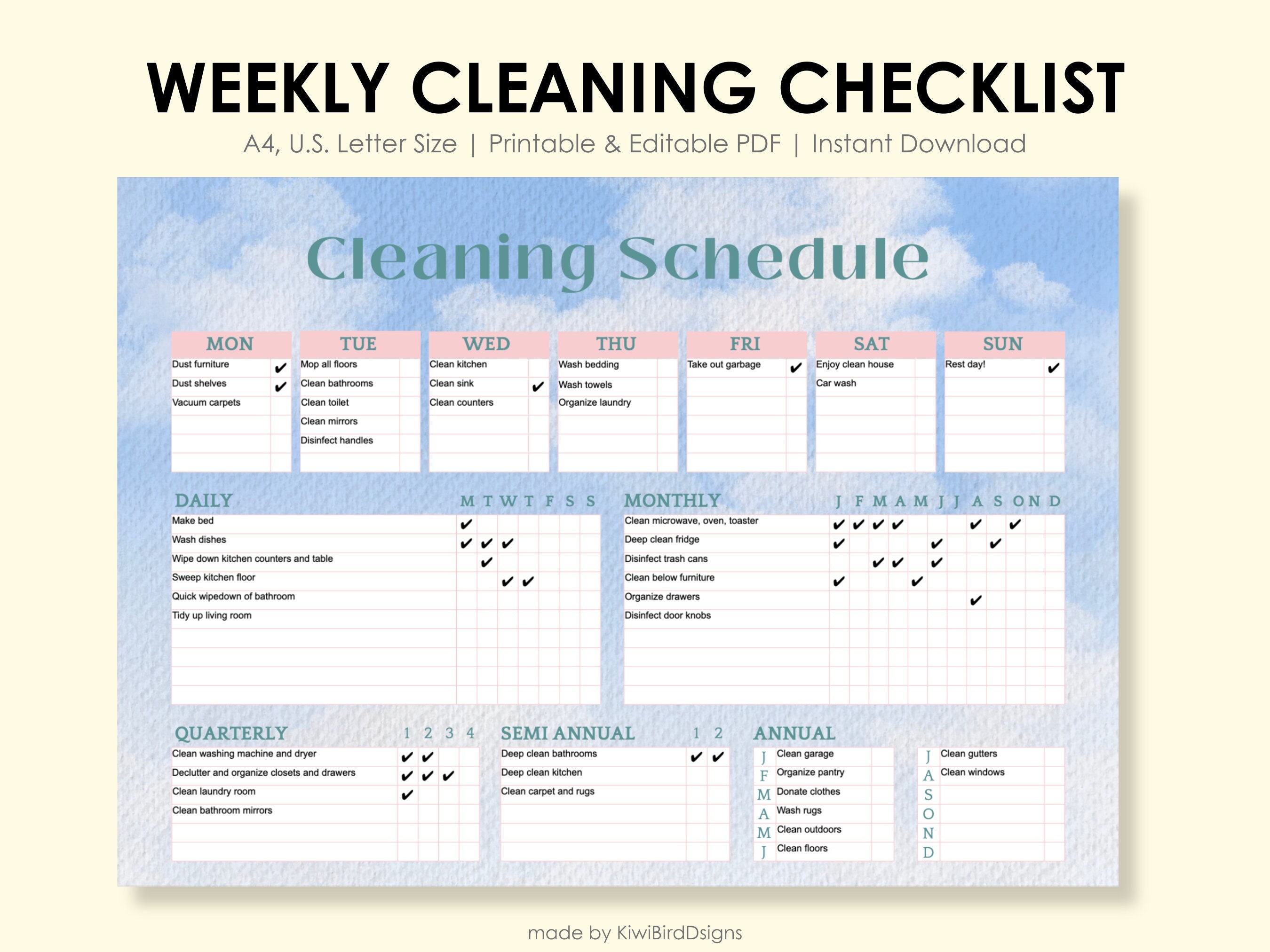 EDITABLE Cleaning Schedule Planner, Aesthetic Digital Weekly Cleaning ... EDITABLE Cleaning Schedule Planner, Aesthetic Digital Weekly Cleaning ...