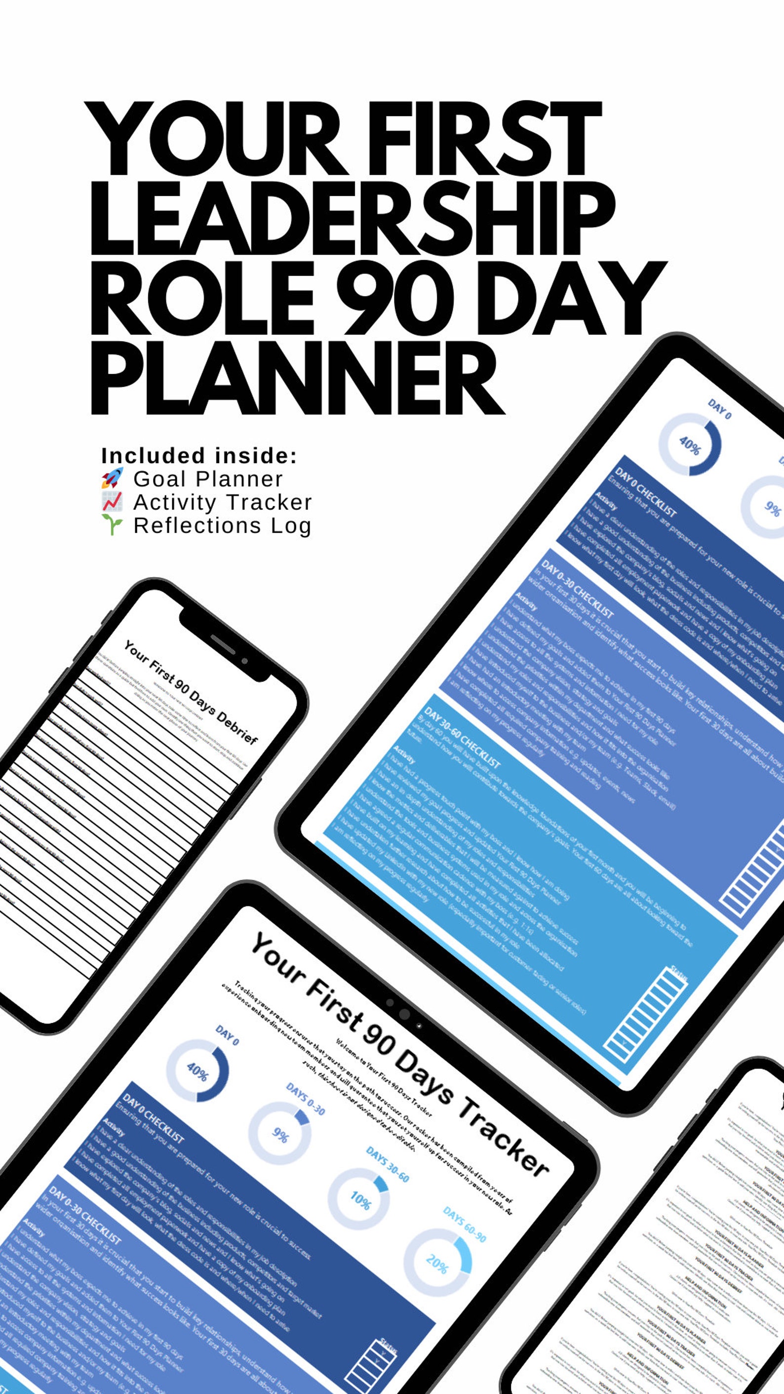 90 Day First Leadership Role Plan Template With Goal Planner and ...