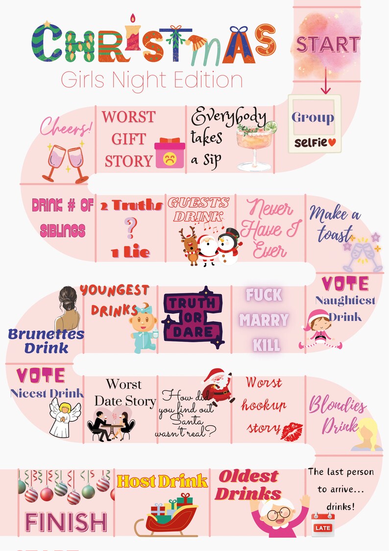 Christmas Girls Night Edition Board Game - Etsy