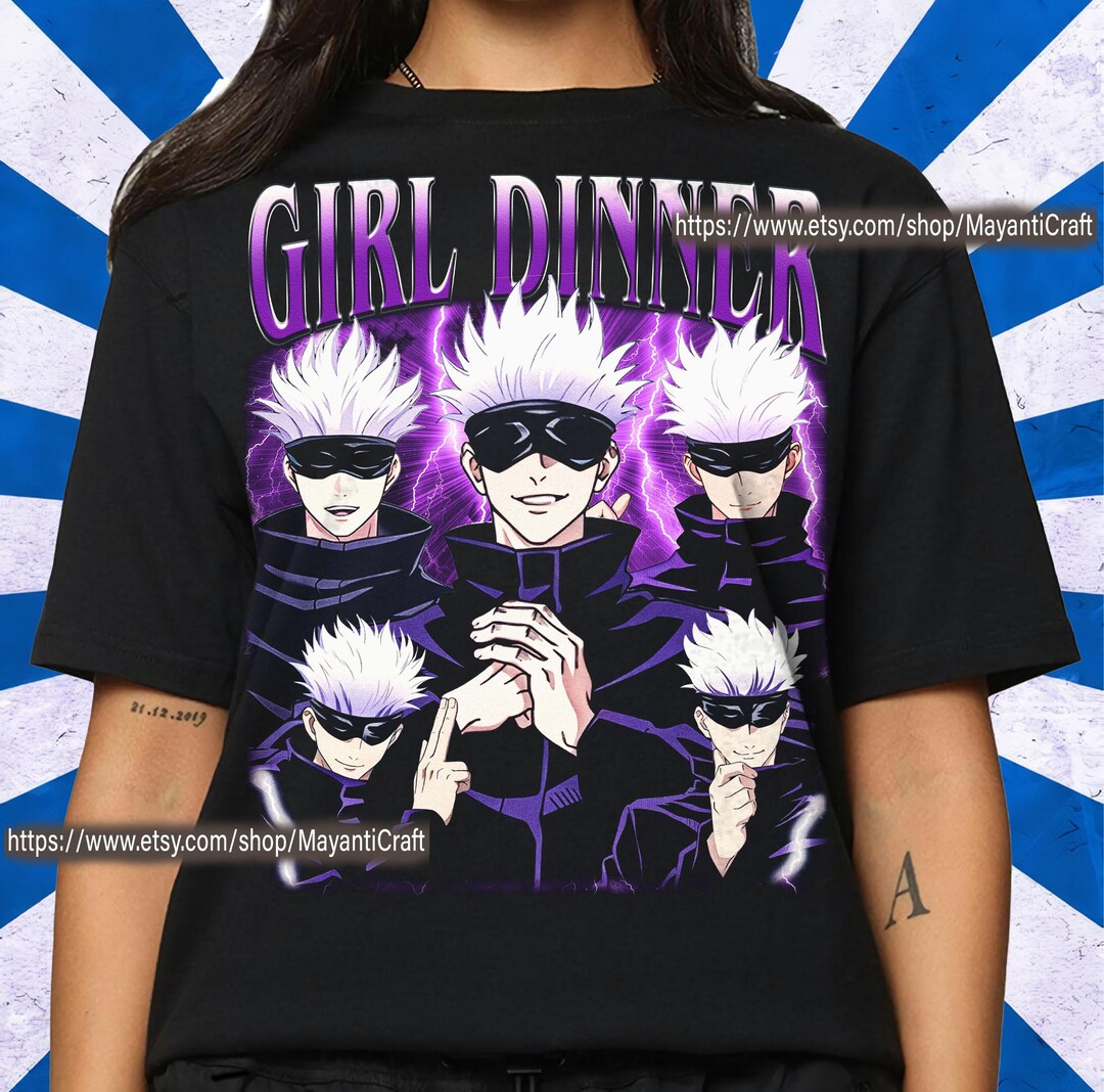 Retro 90S Girl Dinner Satoru Gojo Homage T-shirt, Satoru Gojo Jujutsu ...