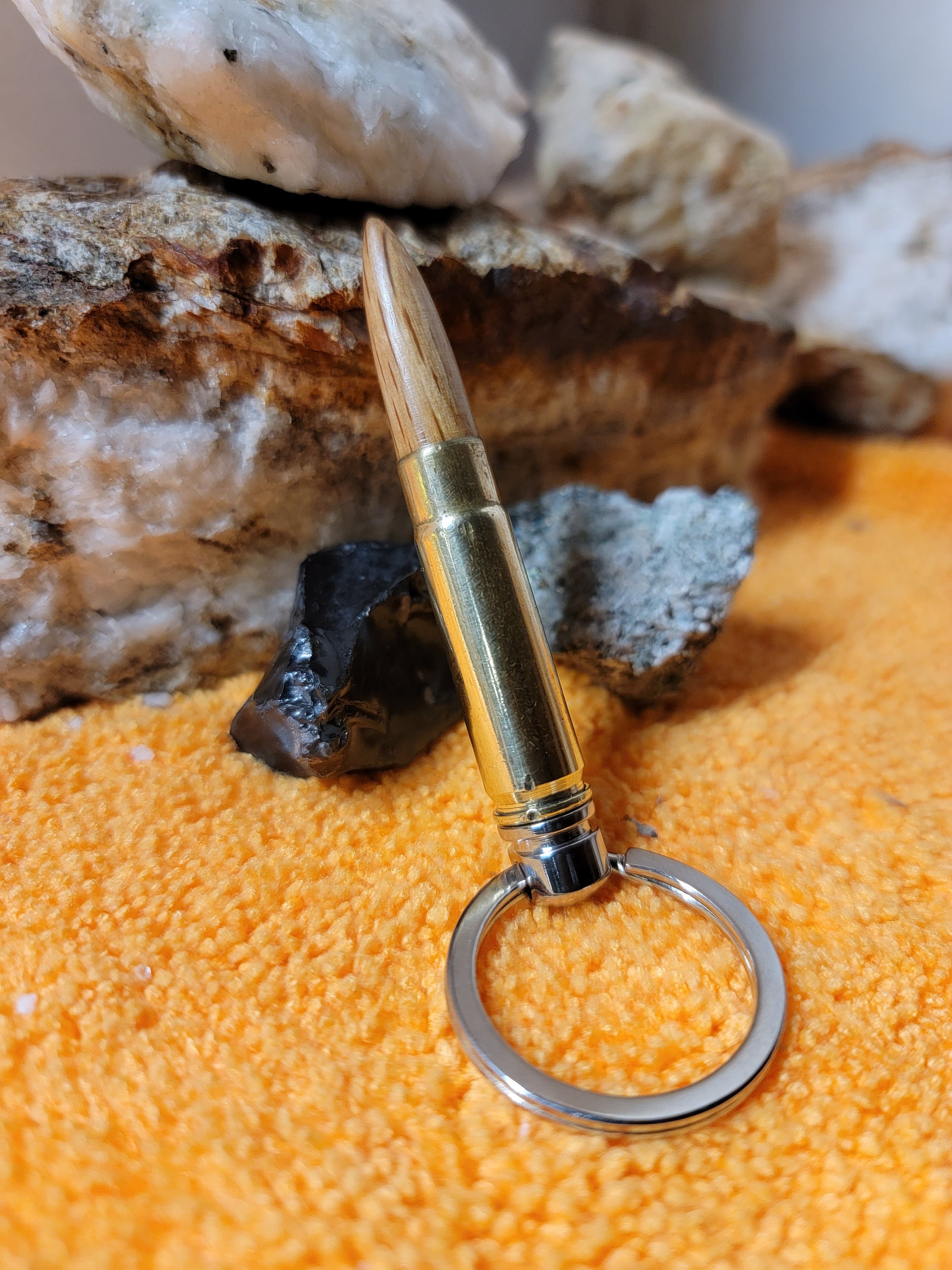 300 Blackout Keychain With Oak Tip and Polished Stainless Stud - Etsy