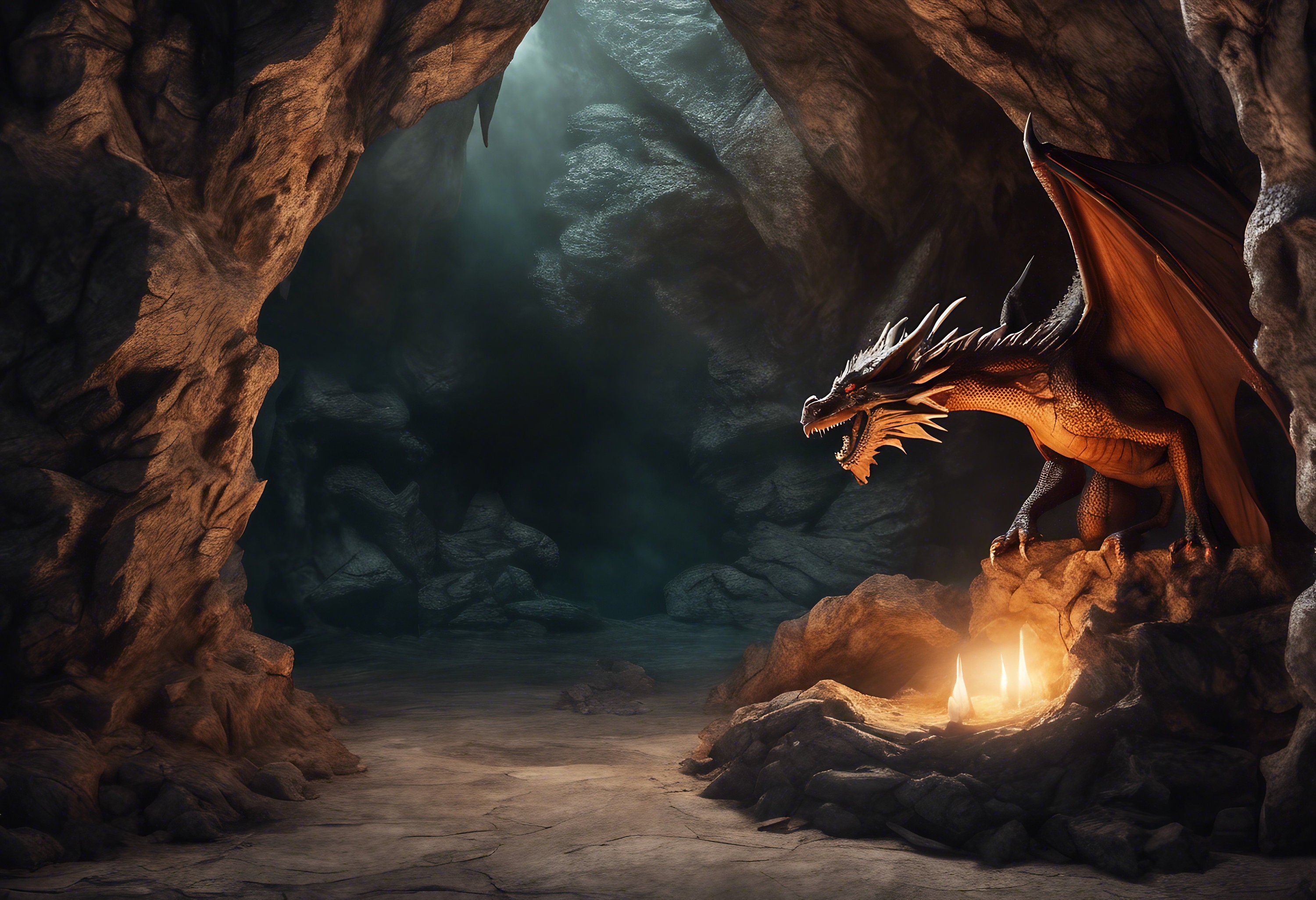 Enchanting Dragon Den Digital Background Mystical Lair Photo Backdrop ...