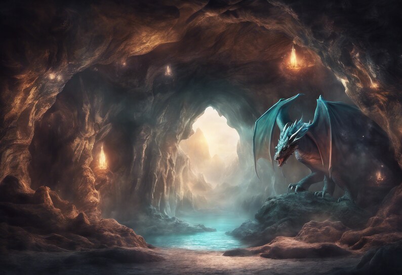 Enchanting Dragon Den Digital Background Mystical Lair Photo Backdrop ...