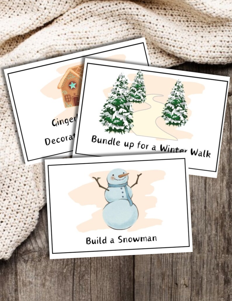 Printable Advent Activity Cards, Winter Family Activities, Holiday ...