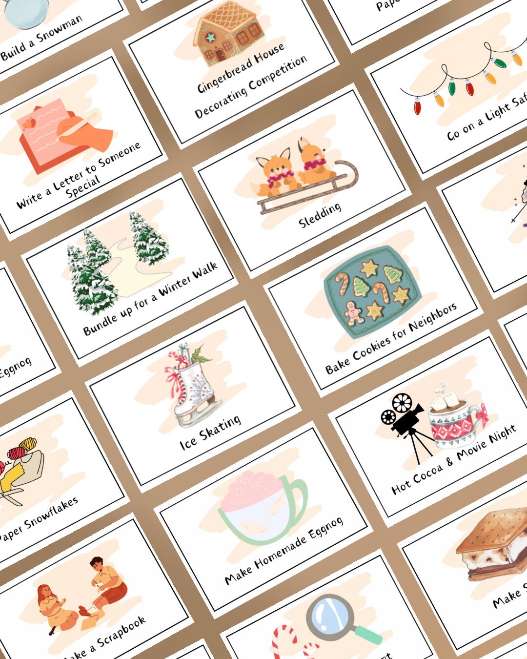 Printable Advent Activity Cards, Winter Family Activities, Holiday ...