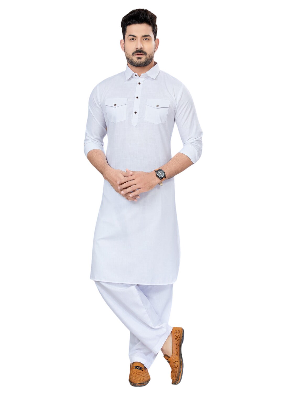 Traditional White Pathani Cotton Kurta Pajama Outfit - Etsy