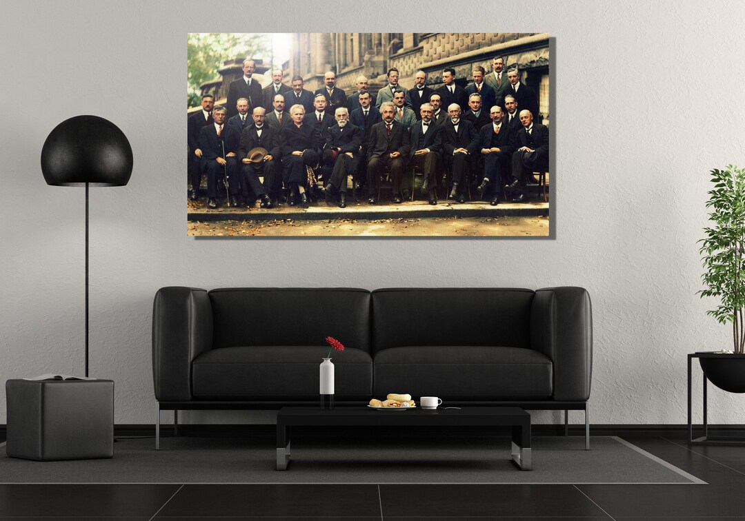 Science Print Painting,vintage Physics Poster,solvay Conference World's ...