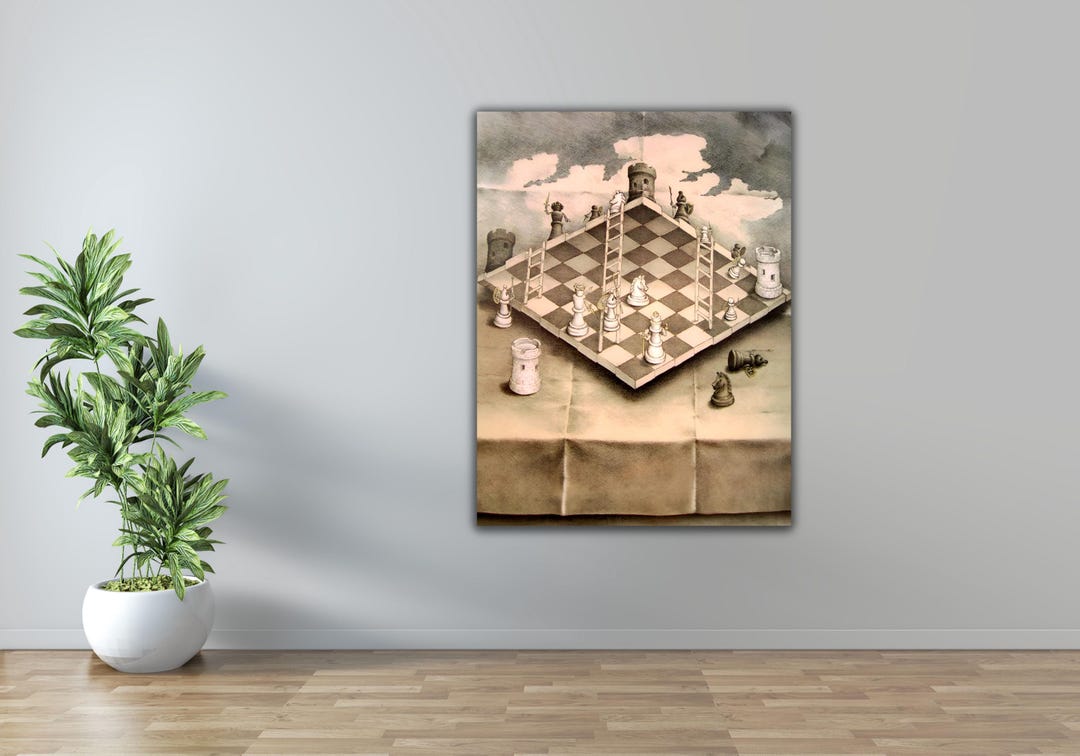 Maurits Cornelis Escher Canvas Wall Art,m.c. Escher Impossible Chess ...