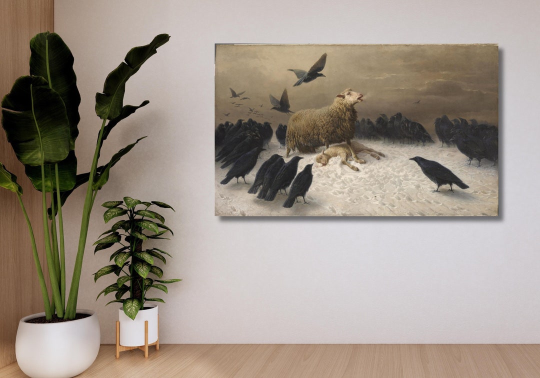 Anguish Sheep and Crows, Living Room Decor,friedrich Schenck, Canvas ...