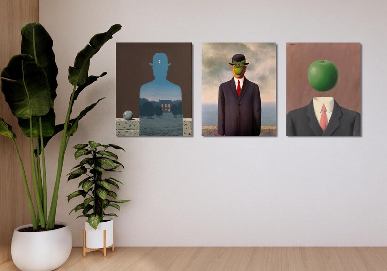 René Magritte Paintings Canvas Wall Art,custom Set of 3 René Magritte ...