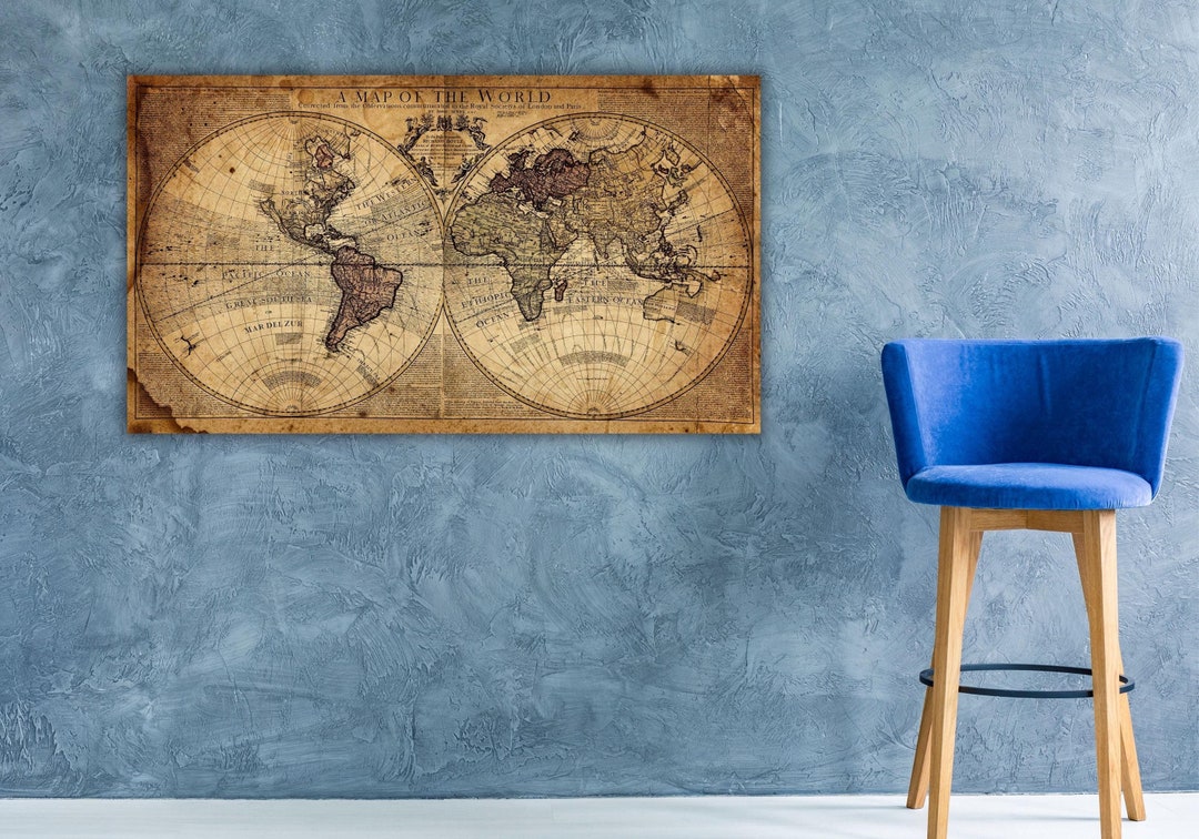 Vintage Map Canvas Art,old World, Map Canvas Artold World Map Art ...