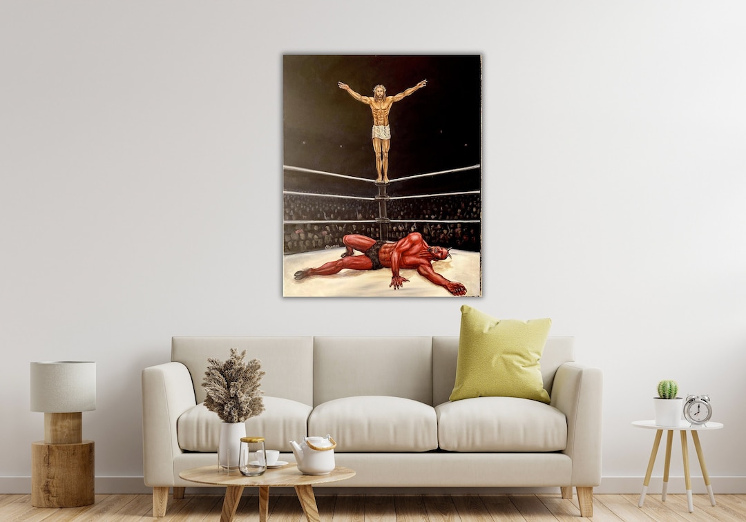 Jesus on the Top Rope in the T Pose Print,jesus Beats the Devil in a ...