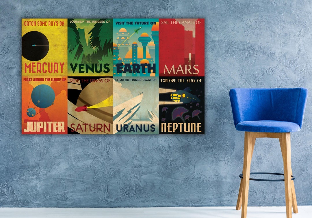 Retro Futurism Planet Travel Poster Print,visit the Scenic Solar System ...
