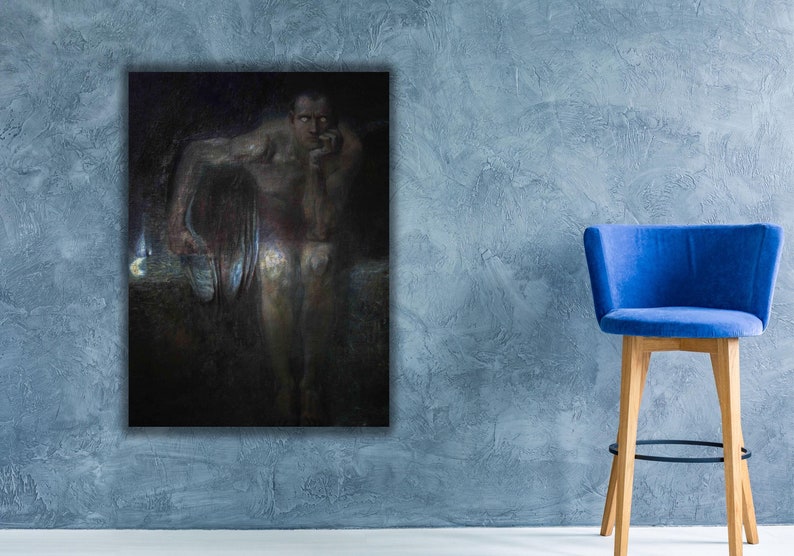 Franz Von Stuck's Lucifer Poster Art Canvas,franz Von Stuck's Lucifer ...