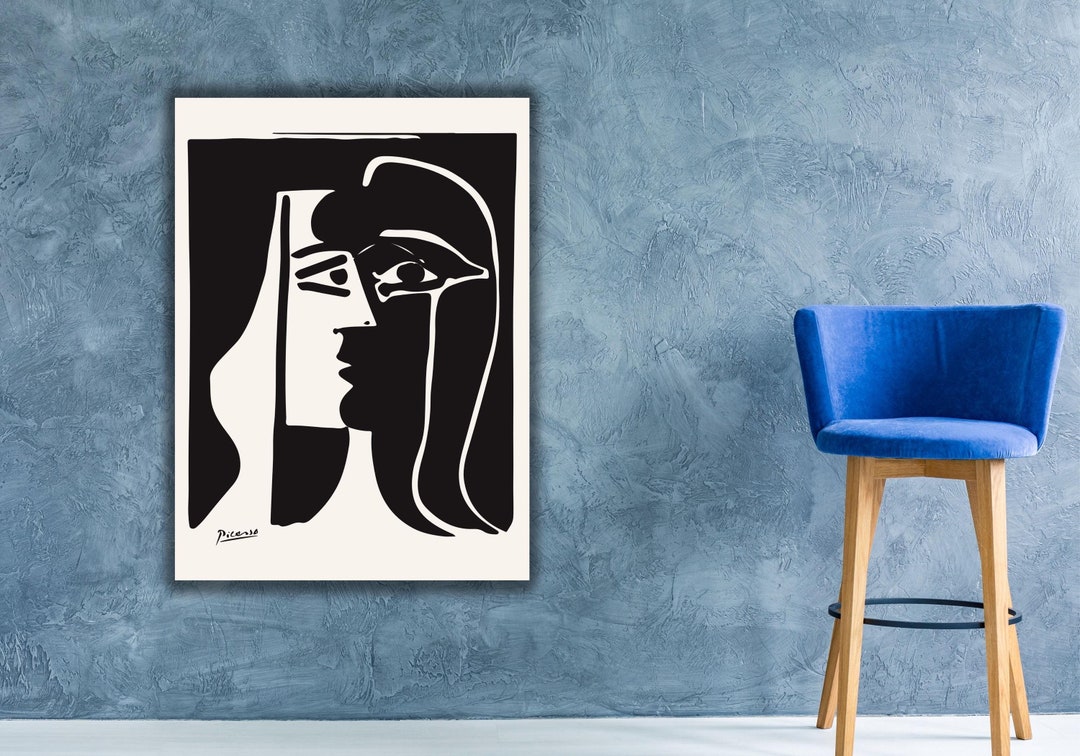 Woman Face Lithography,pablo Picasso Print, Black White Beige Wall Art ...